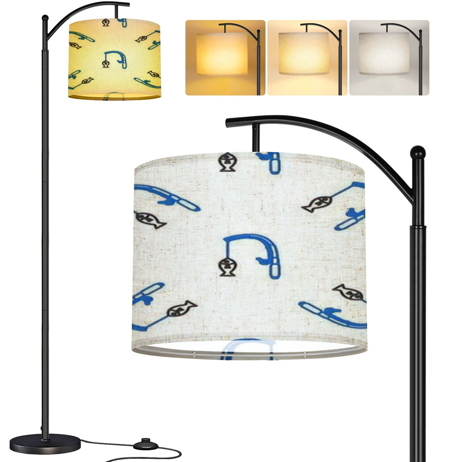 Arc Floor Lamp Line Fishing rod fish seamless white Fishing Tall Modern ...