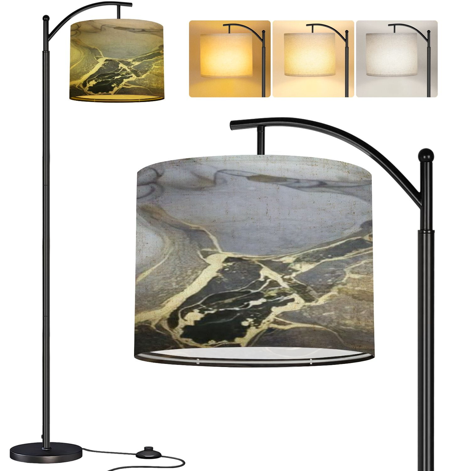 Arc Floor Lamp Luxury abstract fluid art alcohol ink technique black ...