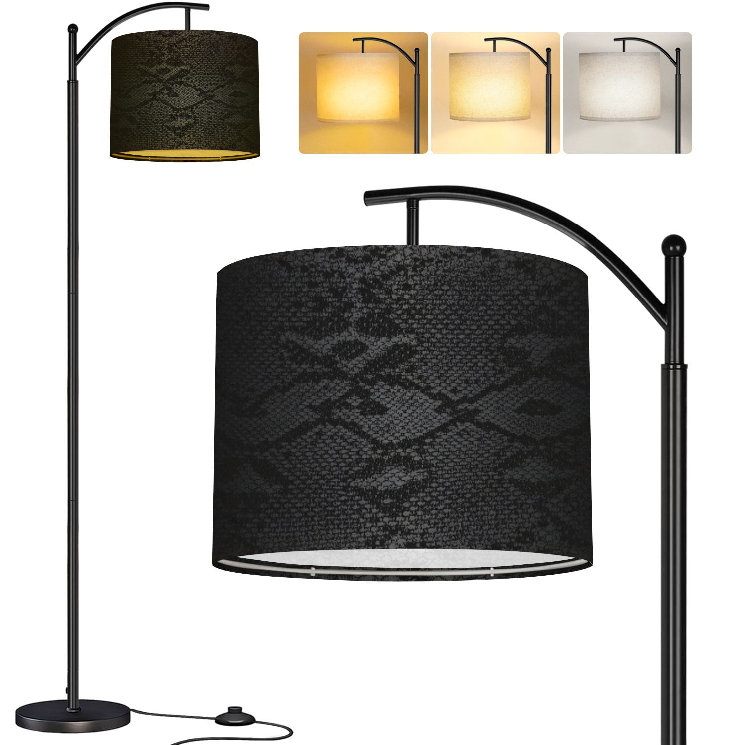Arc Floor Lamp Luxury black metal gradient distressed crocodile snake ...