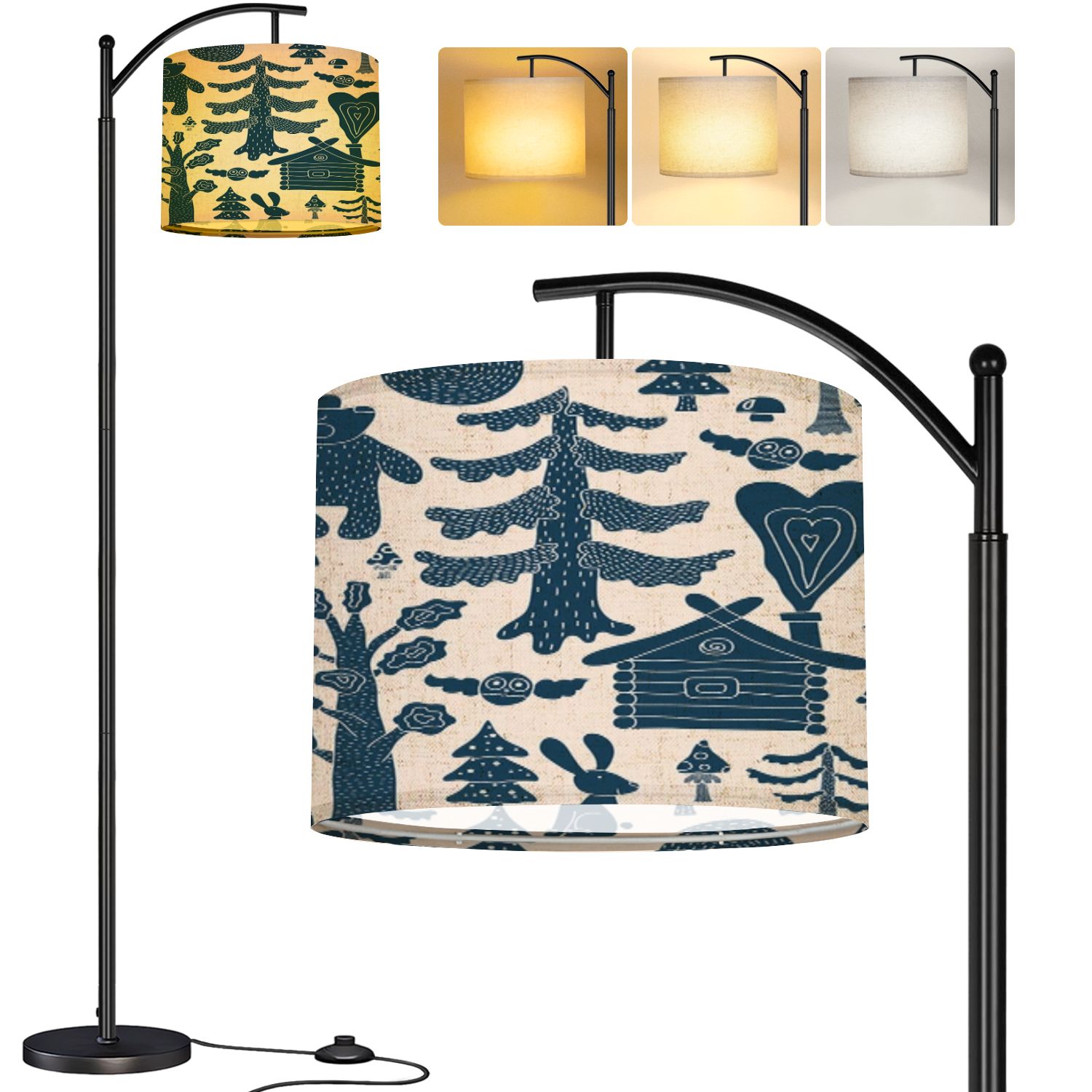 Arc Floor Lamp Magic forest Seamless pattern cartoon style Tall Modern ...