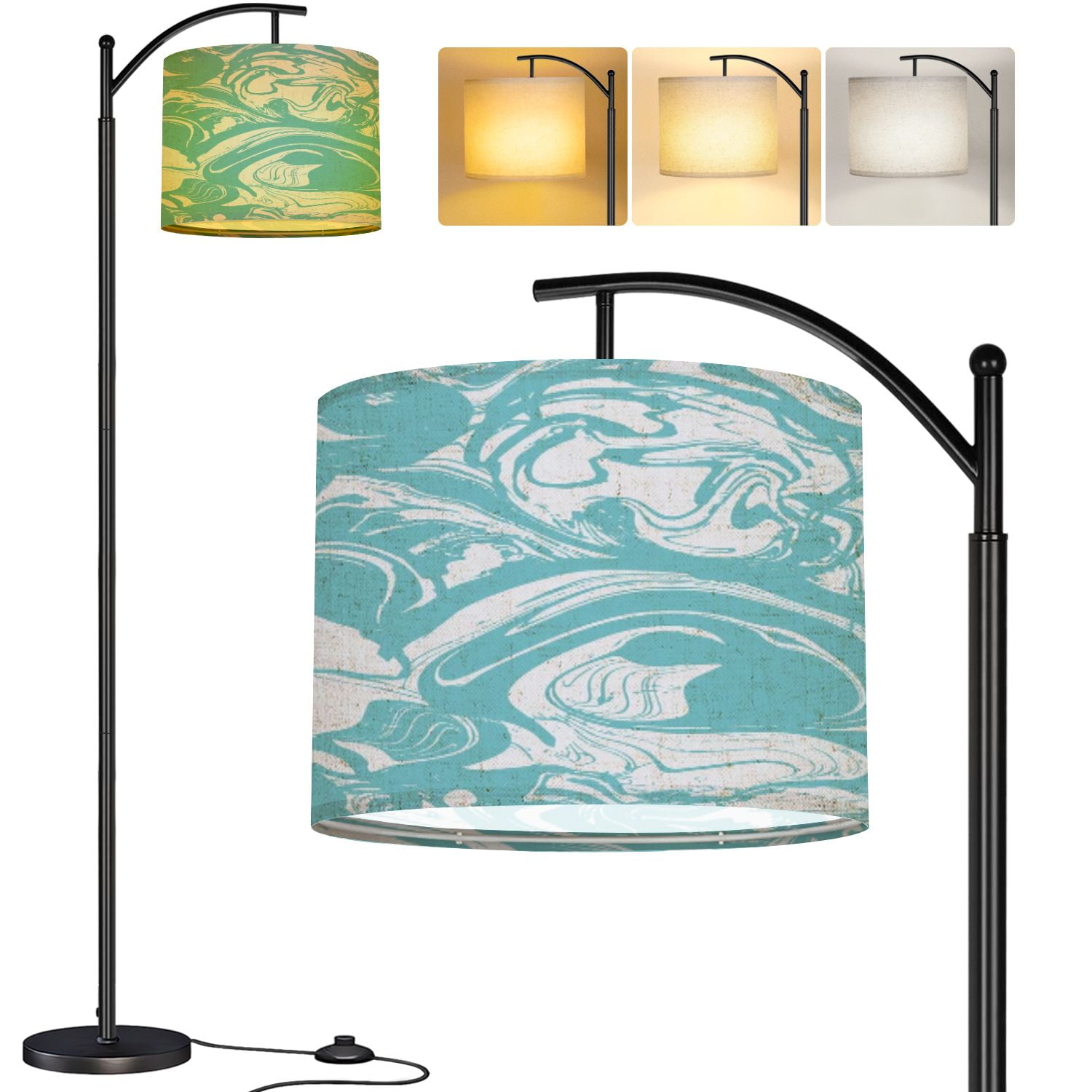 Arc Floor Lamp Marble seamless Abstract Tall Modern Standing Lamp LED ...