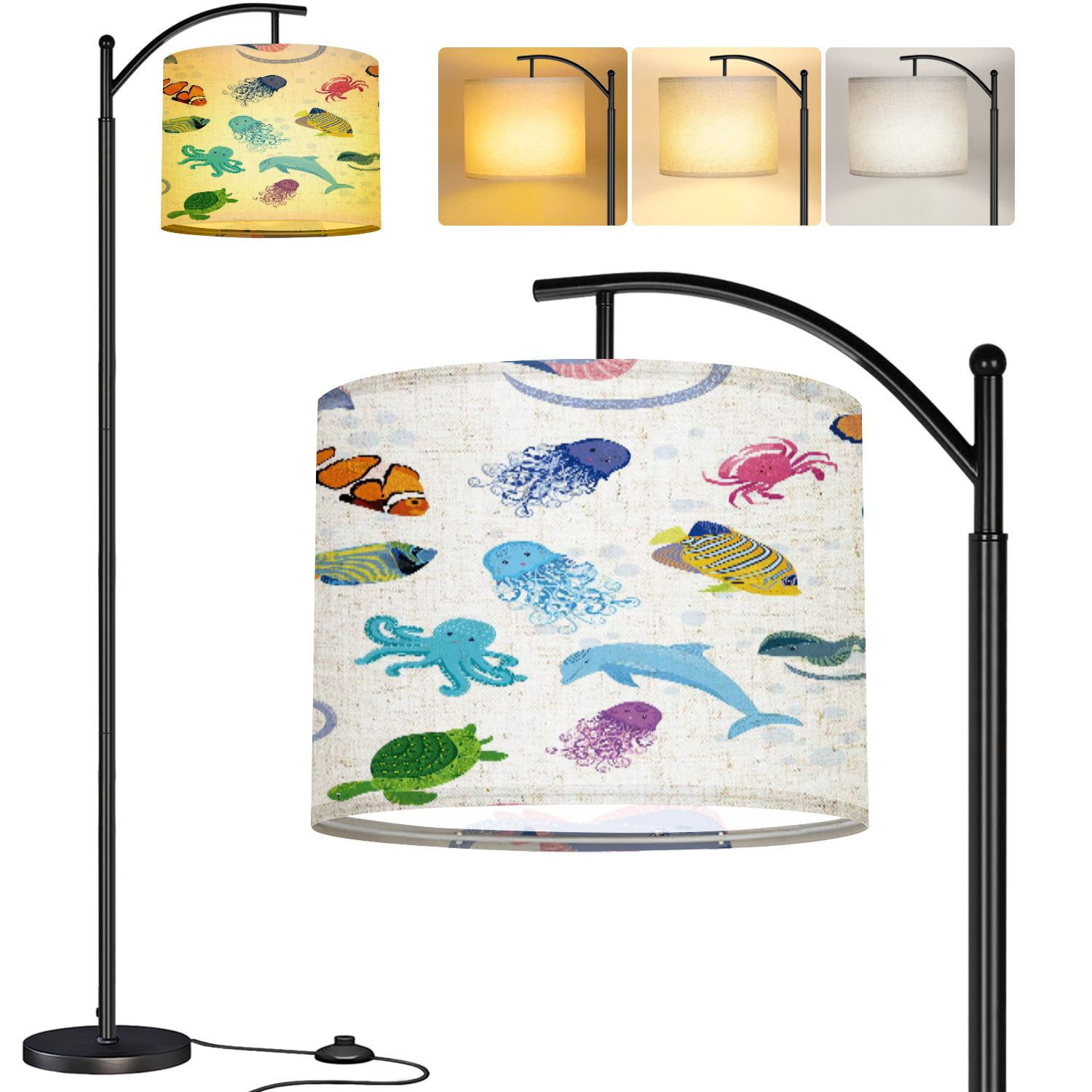 Arc Floor Lamp Marine life fish animals bright seamless pattern sea ...