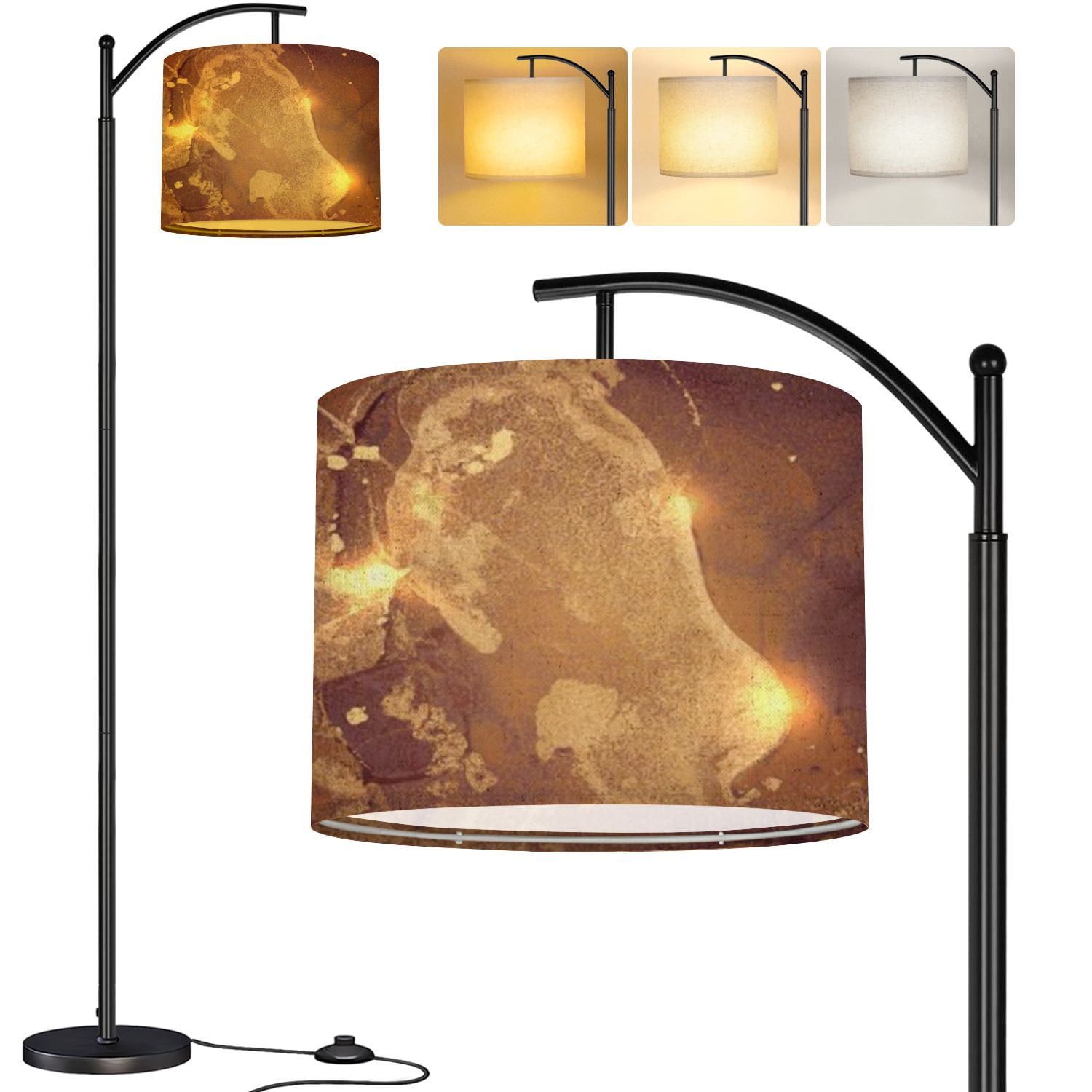 Arc Floor Lamp Maroon gold abstract Alcohol ink marble texture glitter ...