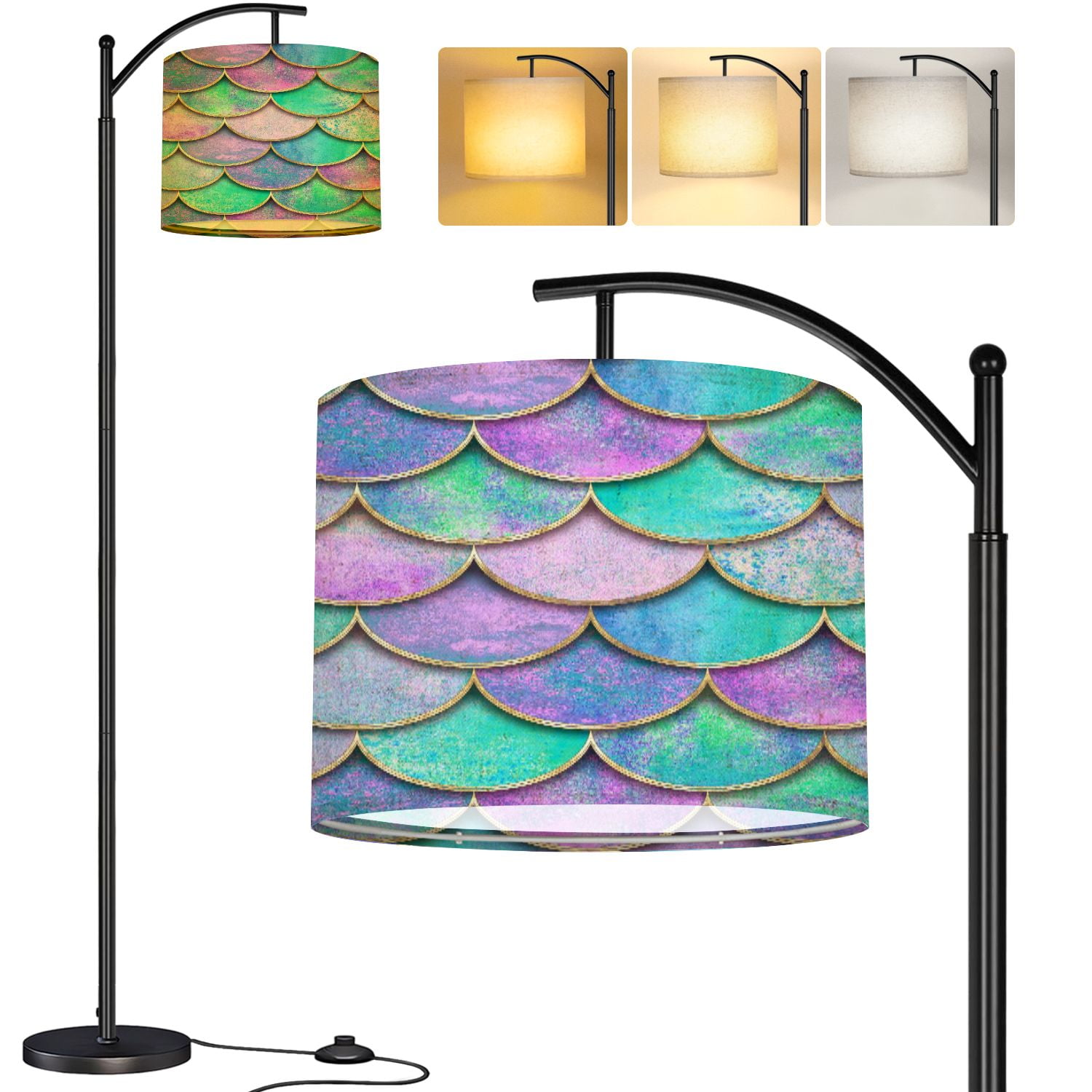 Arc Floor Lamp Mermaid fish scale wave japanese seamless pattern ...