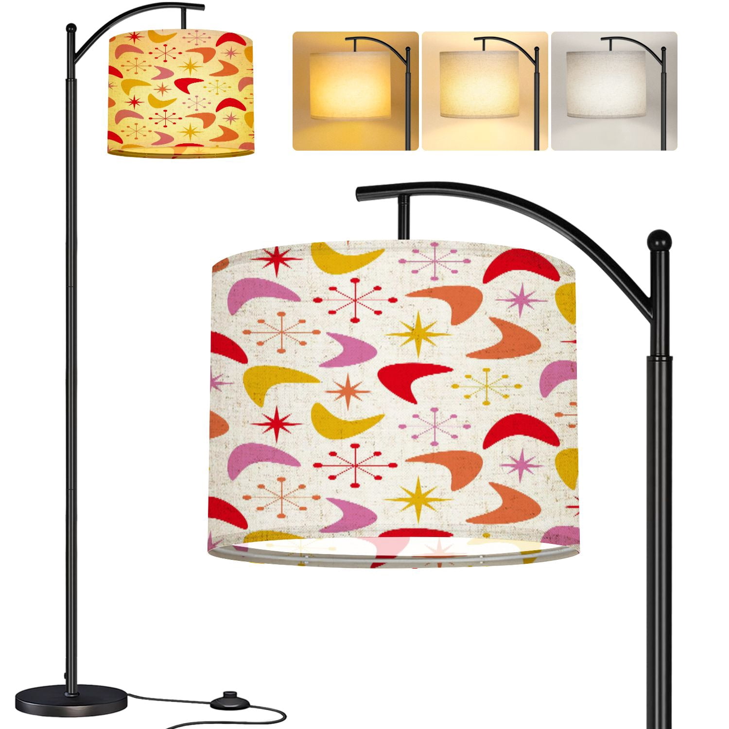 Arc Floor Lamp Mid Century Modern Boomerang seamless pattern atomic ...