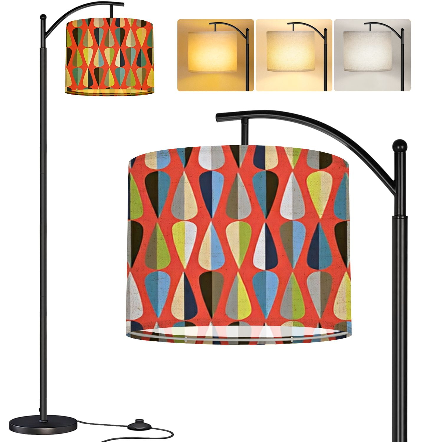Arc Floor Lamp Mid century modern style retro seamless drop shapes ...