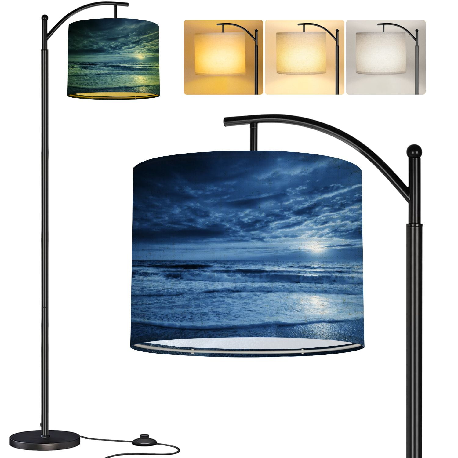 Arc Floor Lamp Midnight Blue Coastal Moonrise Dramatic Sky Rolling ...