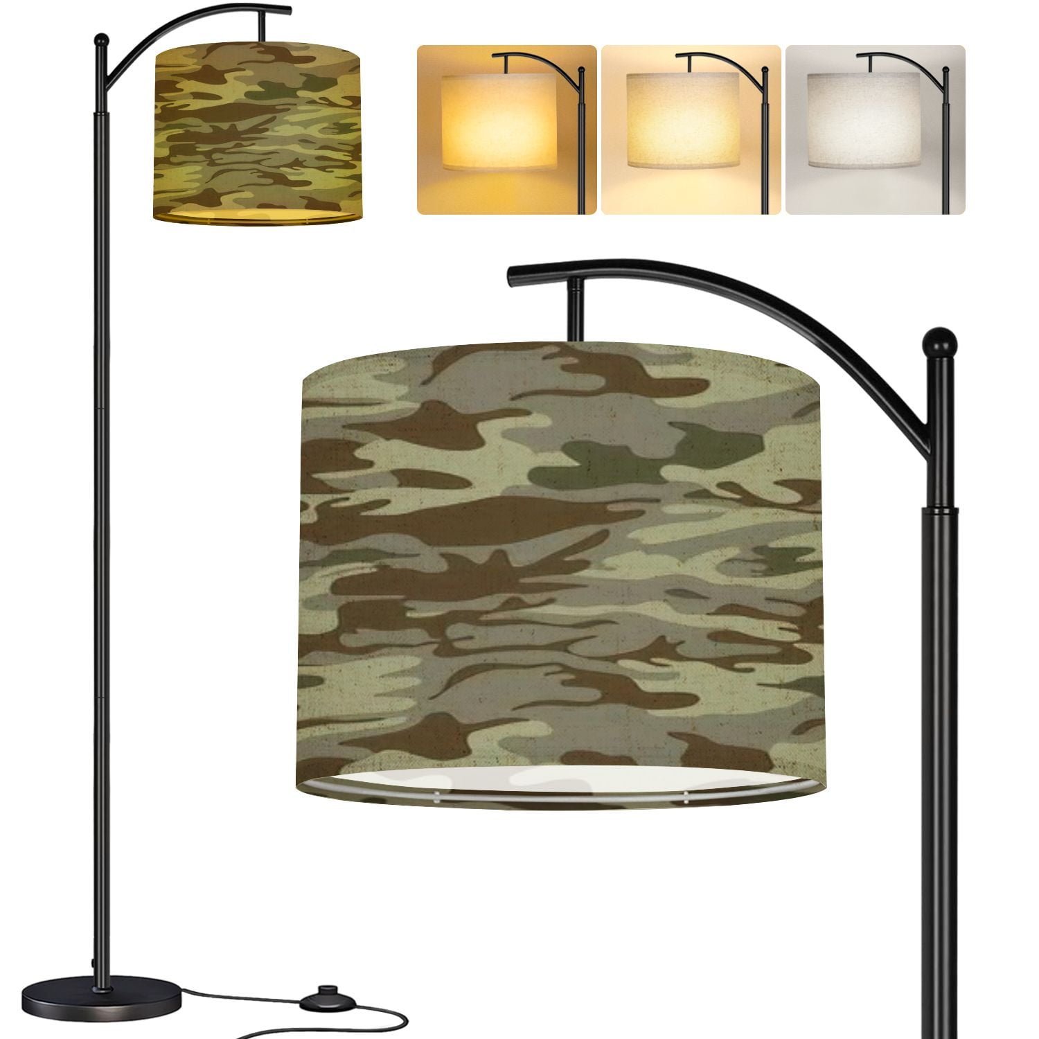 Arc Floor Lamp Military camouflage Tall Modern Standing Lamp LED ...