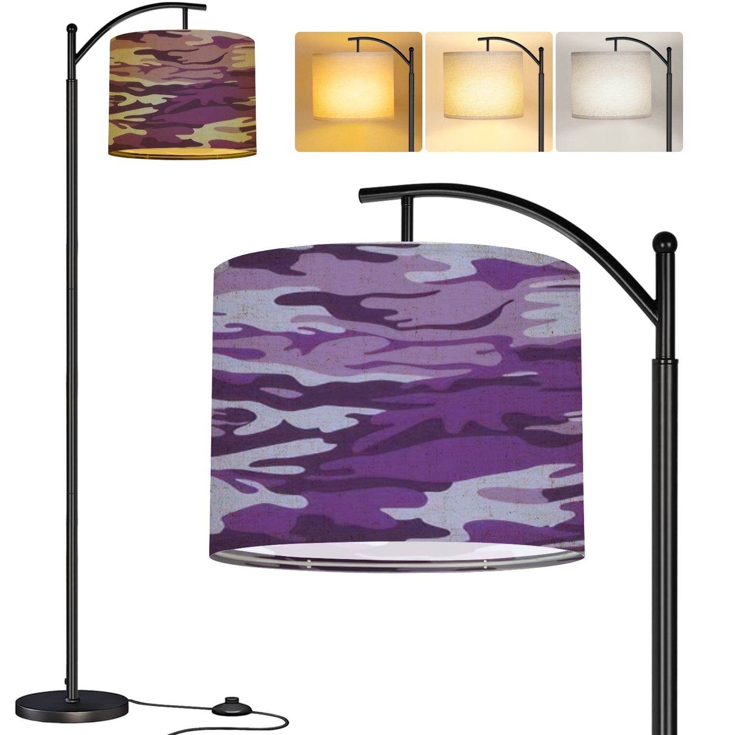 Arc Floor Lamp Military camouflage purple Tall Modern Standing Lamp LED ...