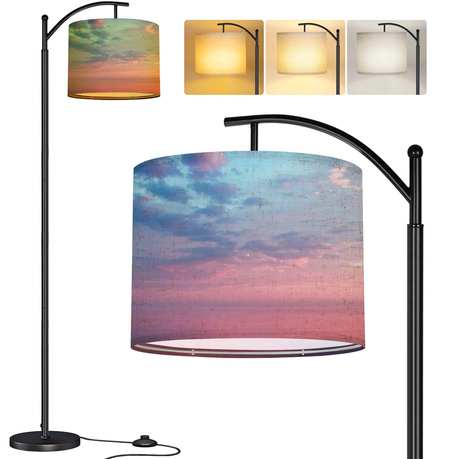 Arc Floor Lamp Misty Lilac Seascape Pink Clouds Tall Modern Standing ...