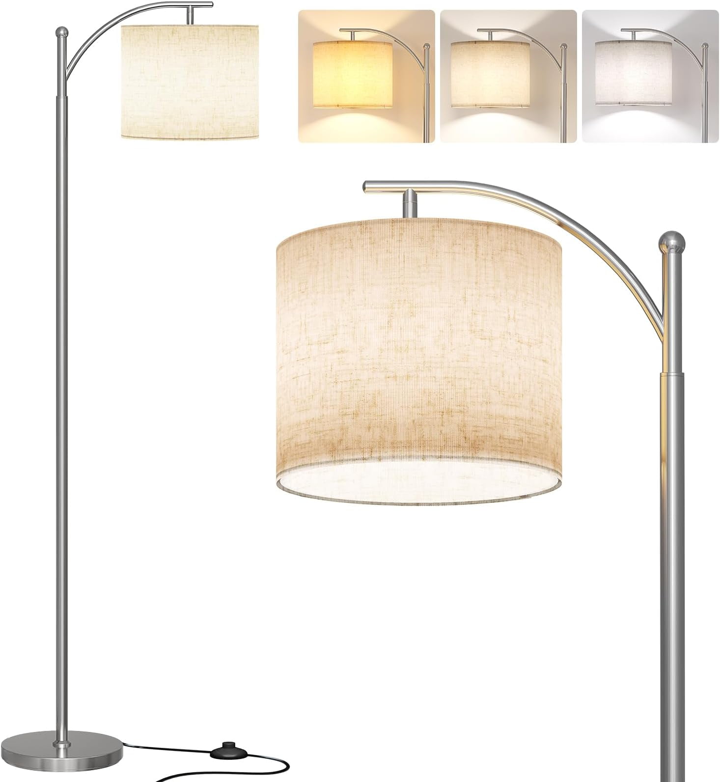 Arc Floor Lamp,Modern Floor Lamp with 9W 3 Color Temperatures Bulb ...