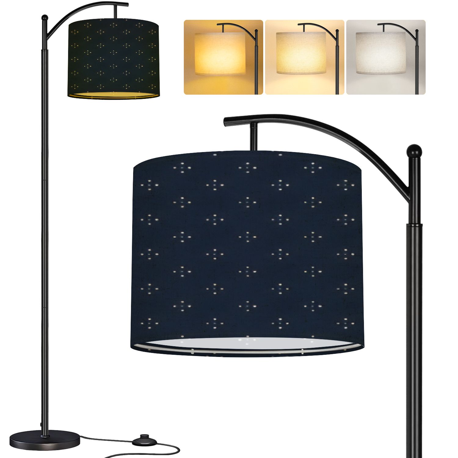 Arc Floor Lamp Modern indigo blue argyle plaid pattern repeat check ...