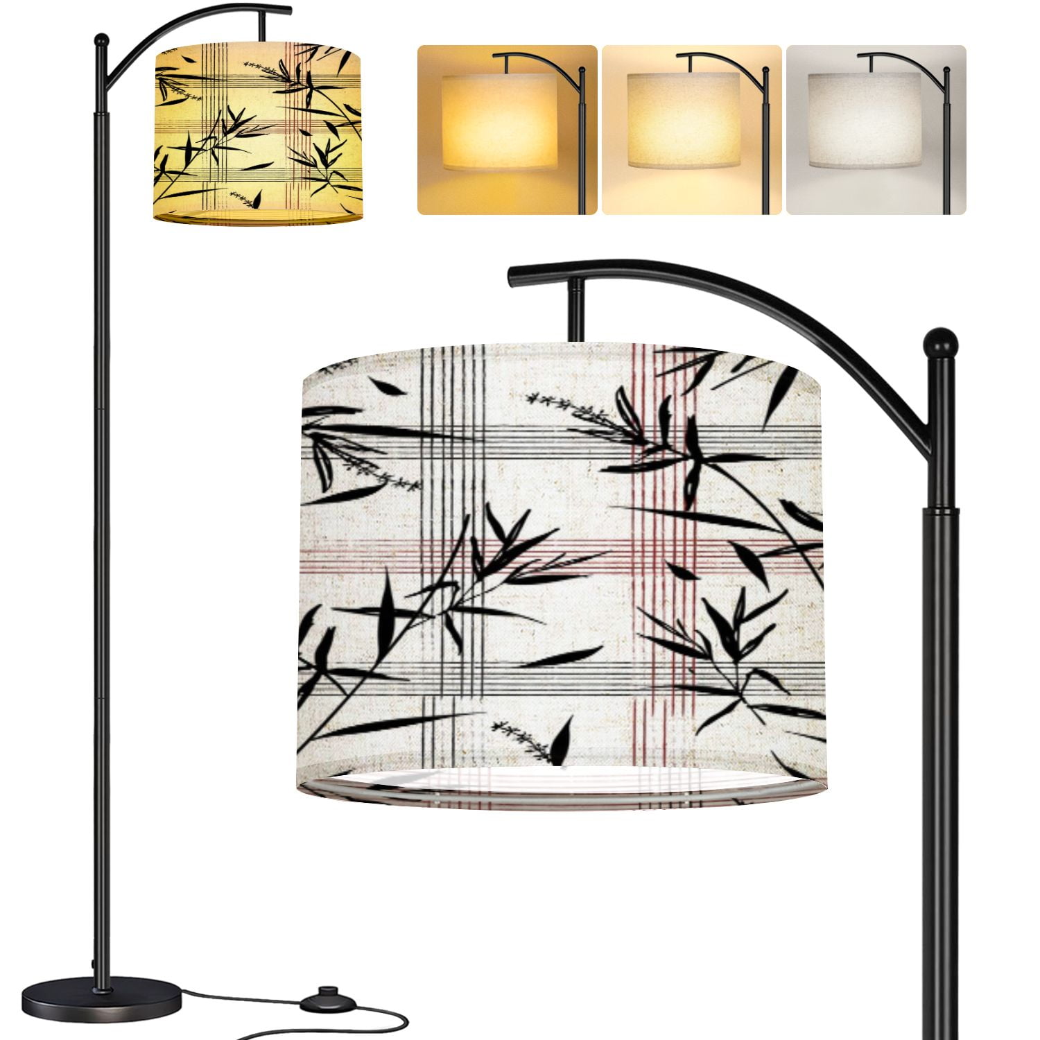 Arc Floor Lamp Modern style Seamless pattern bamboo leaves hand drawn ...