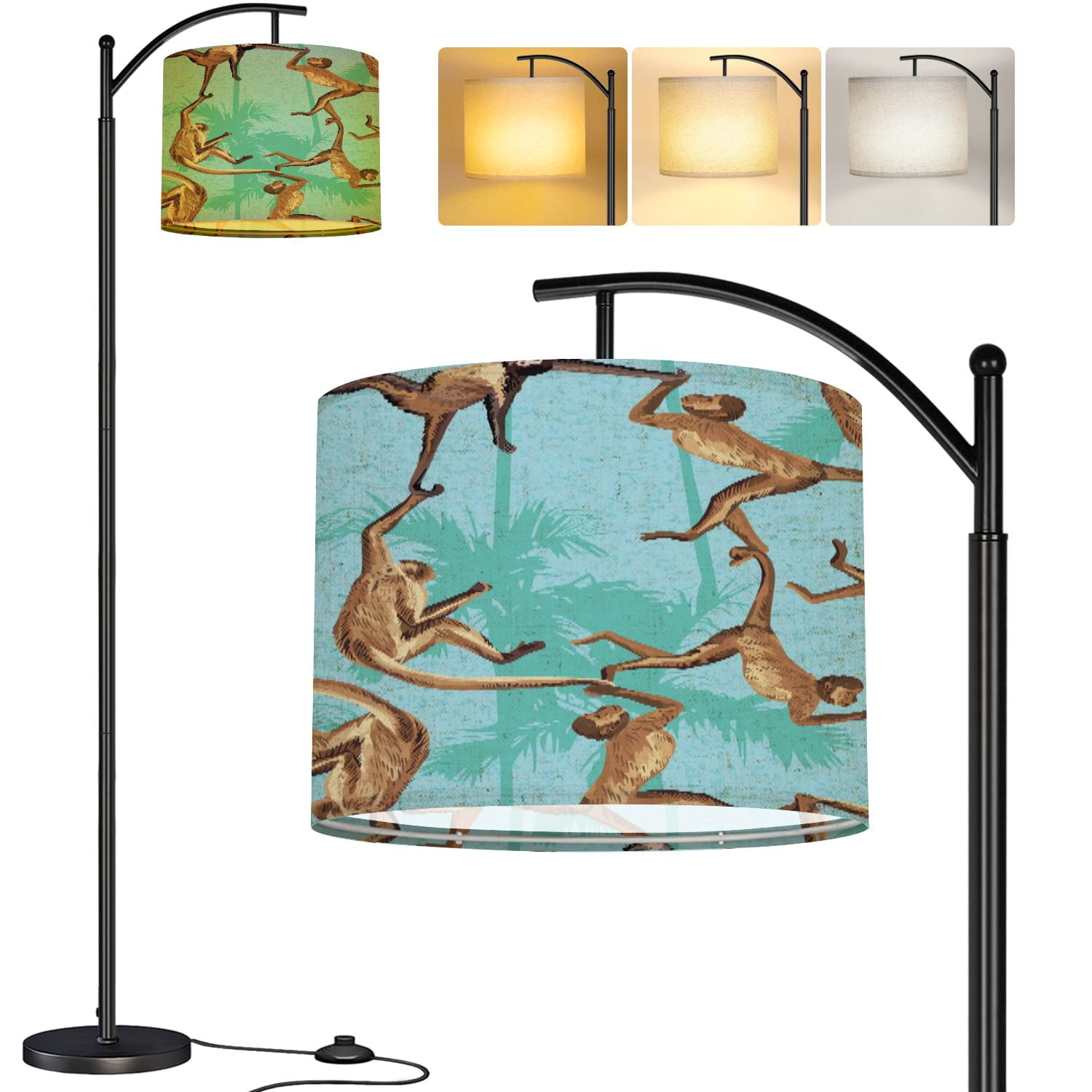 Arc Floor Lamp Monkey jungle realistic seamless pattern Palm trees Tall ...