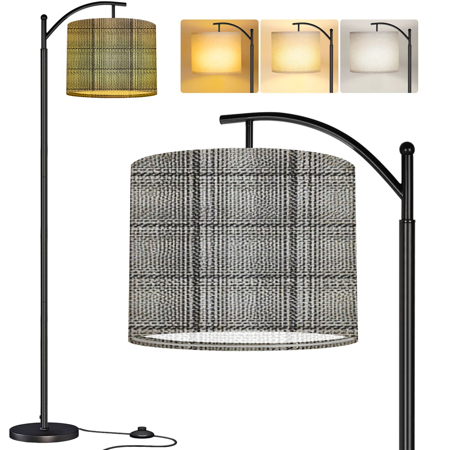 Arc Floor Lamp Monochrome Irregularly Textured Windowpane Check ...