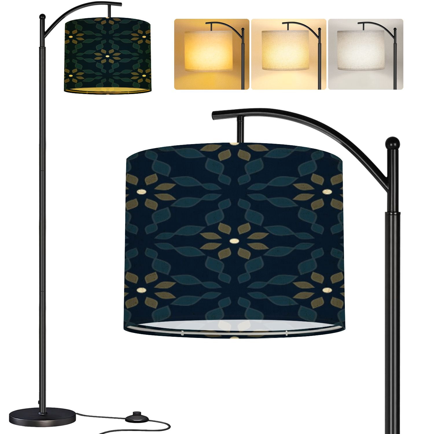 Arc Floor Lamp Moroccan tile pattern oriental floral mosaic mustard ...