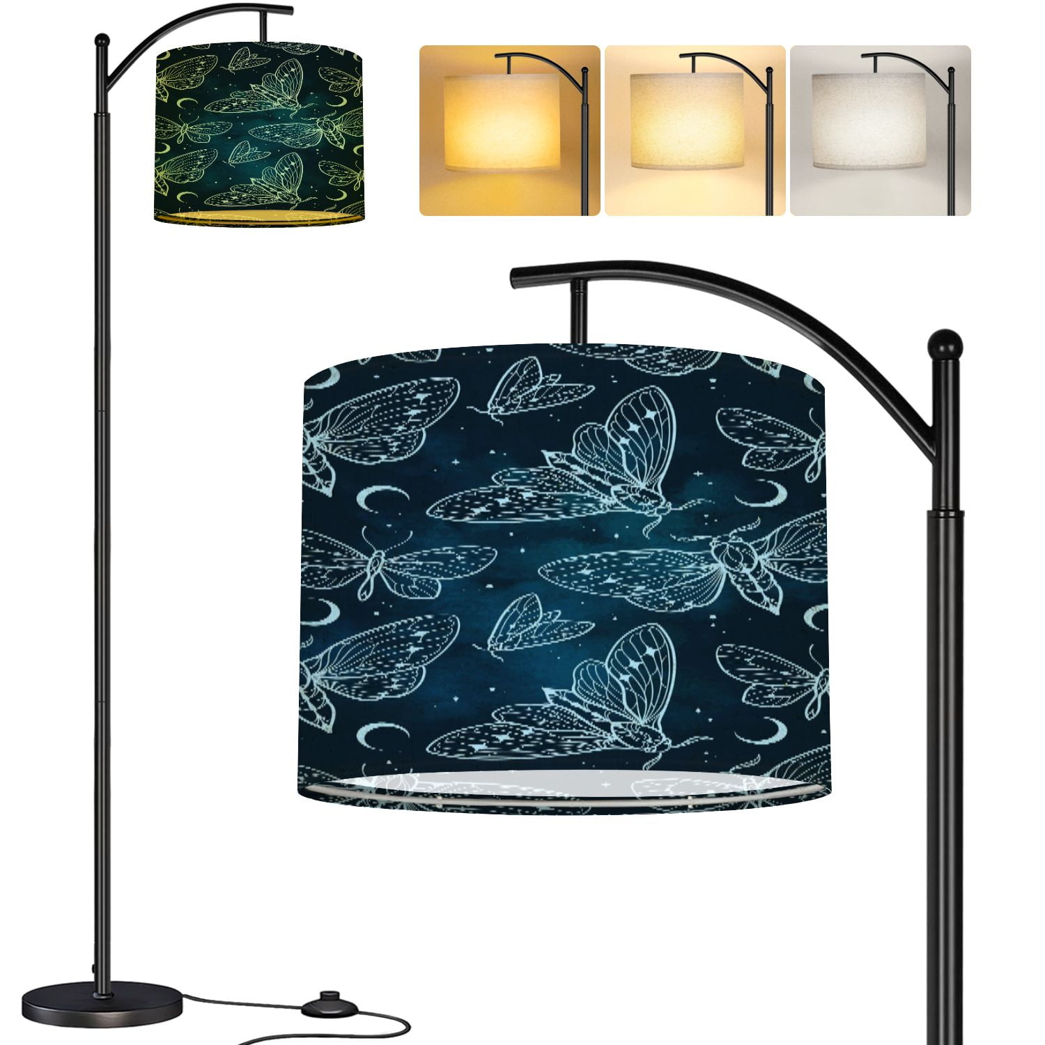 Arc Floor Lamp Moths butterflies sky crescent moon stars seamless ...