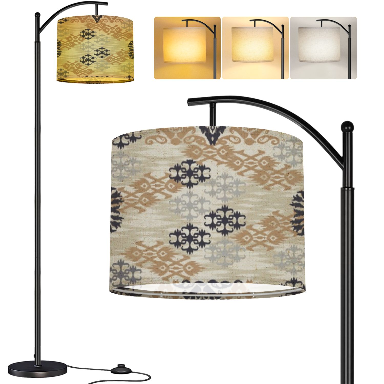 Arc Floor Lamp Motifs Ikat floral embroidery floral ethnic oriental ...