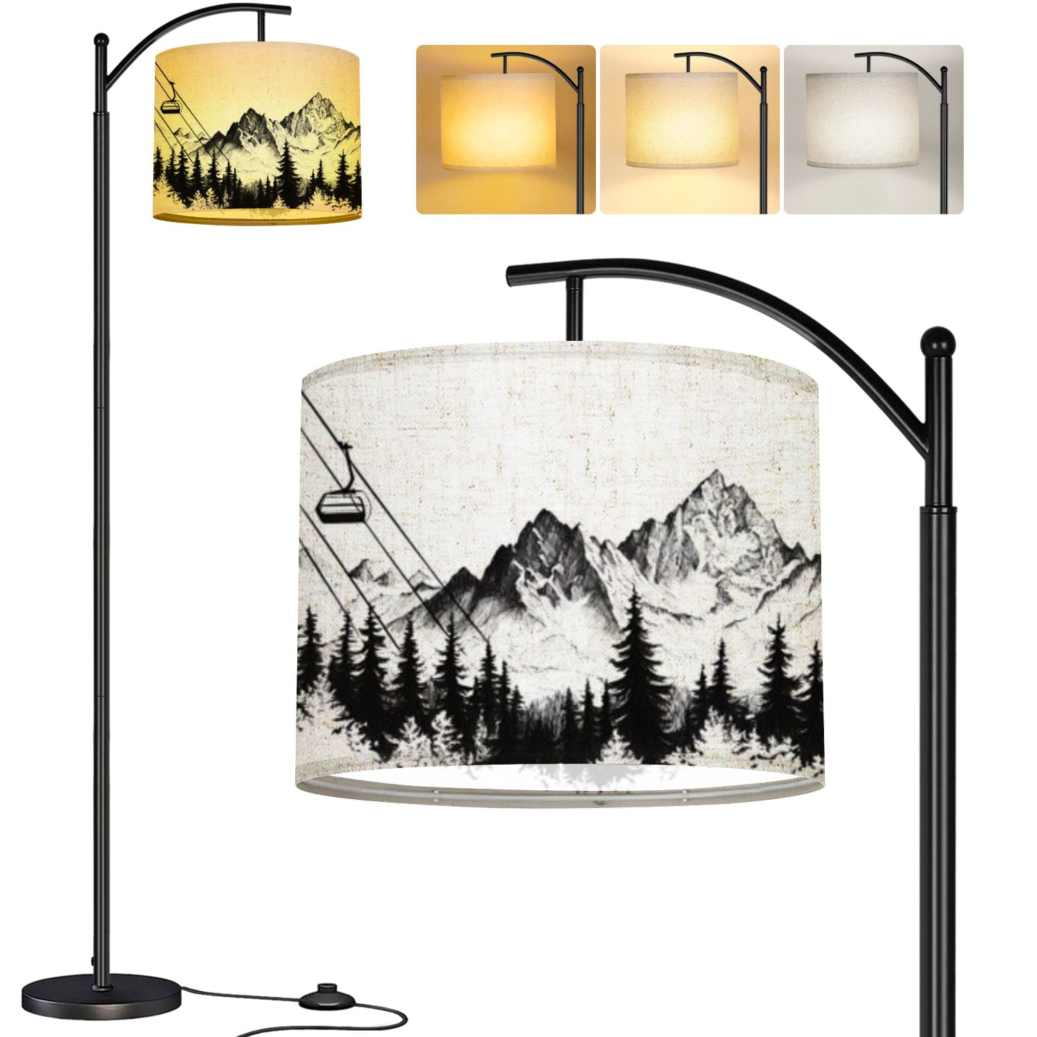 Arc Floor Lamp Mountain Ski Lift Sketch Pine Trees Peaks Forest Alpine ...