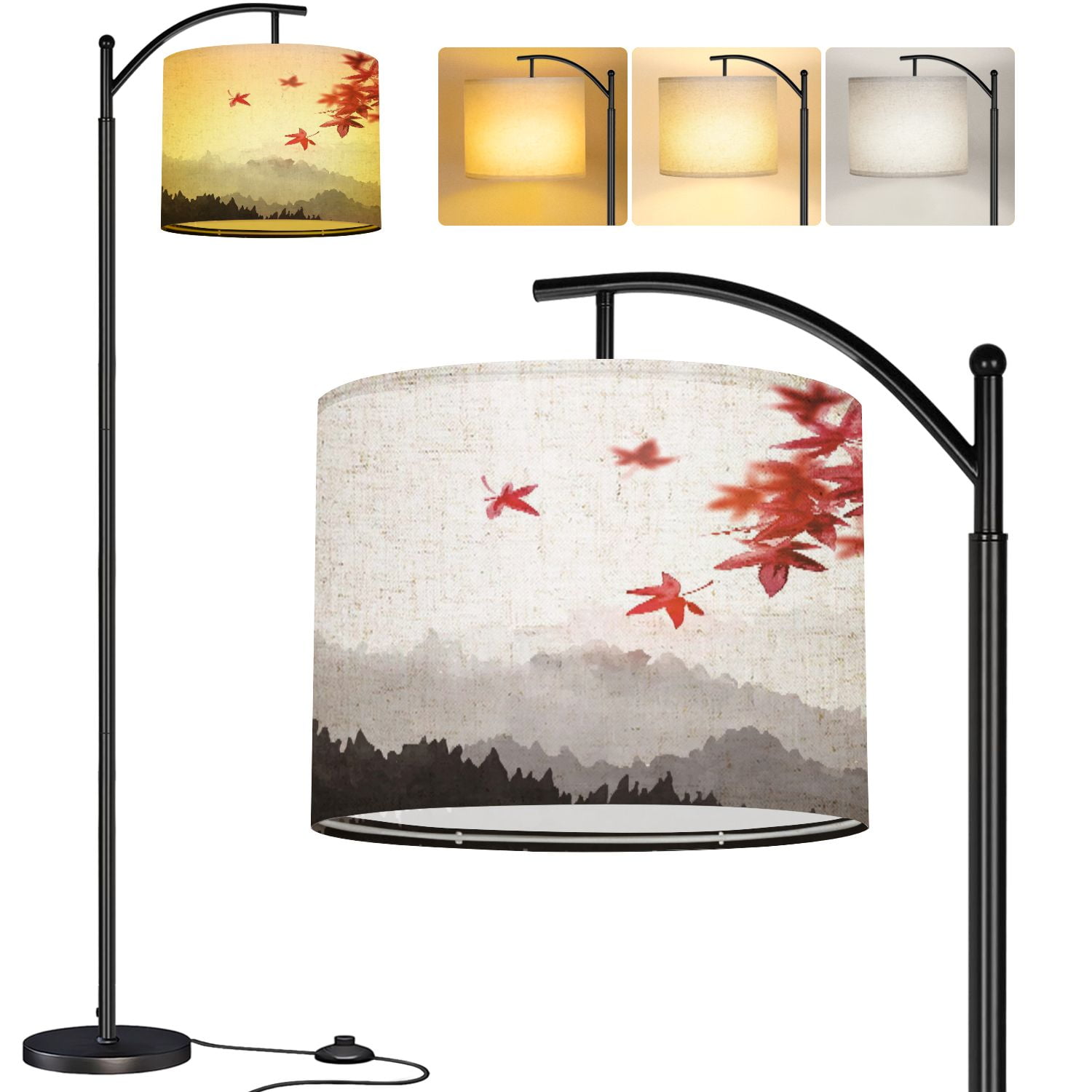 Arc Floor Lamp Mountains forest trees red japanese maple leaves Tall ...