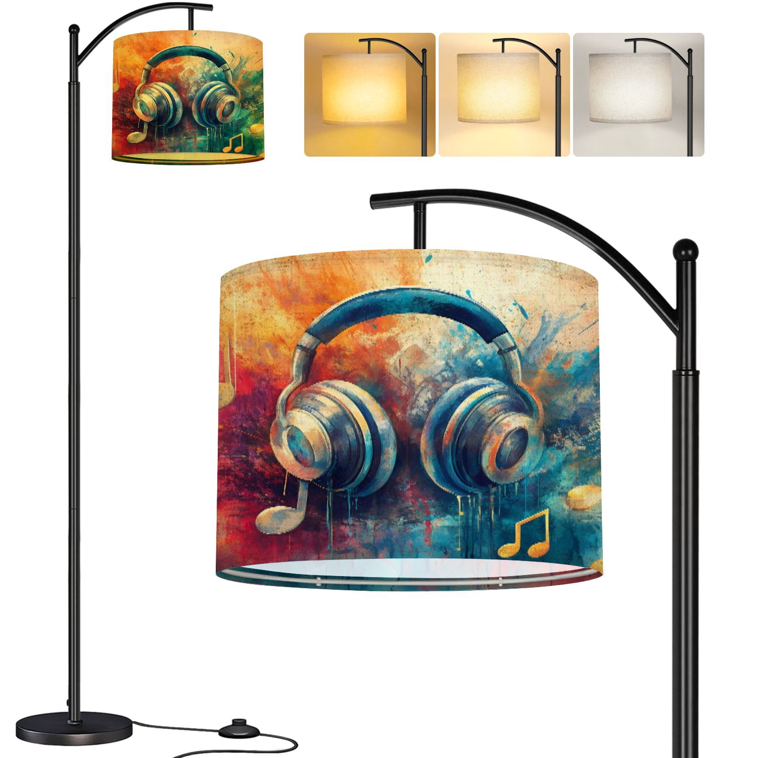 Arc Floor Lamp Music Artistic Microphone Headset Modern Headphones ...