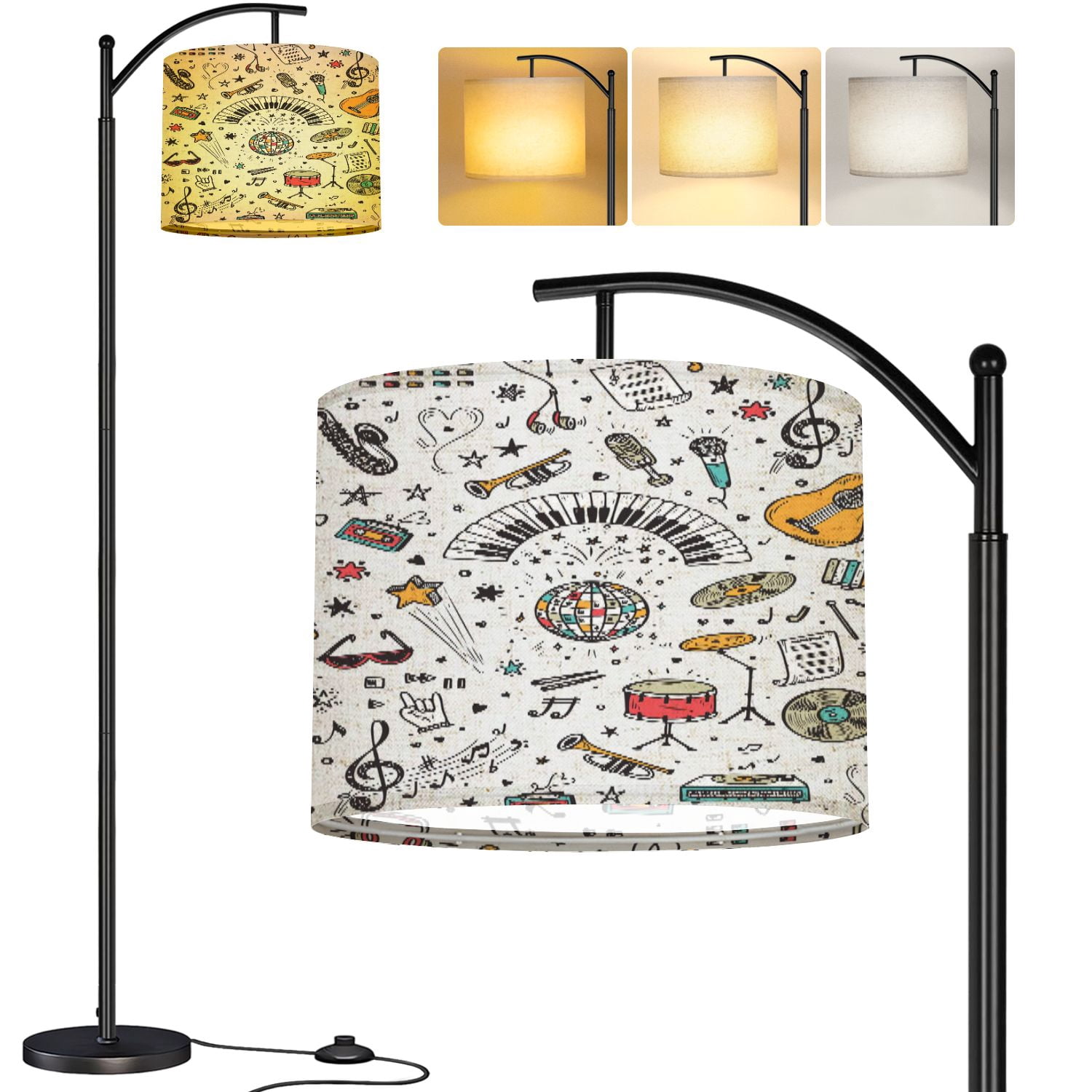 Arc Floor Lamp Music Seamless pattern Hand drawn doodle Musical ...