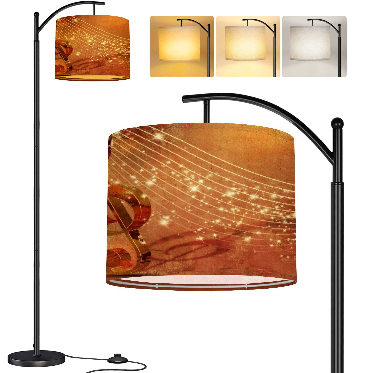 Arc Floor Lamp Music theme poster treble clef abstract musical staff ...