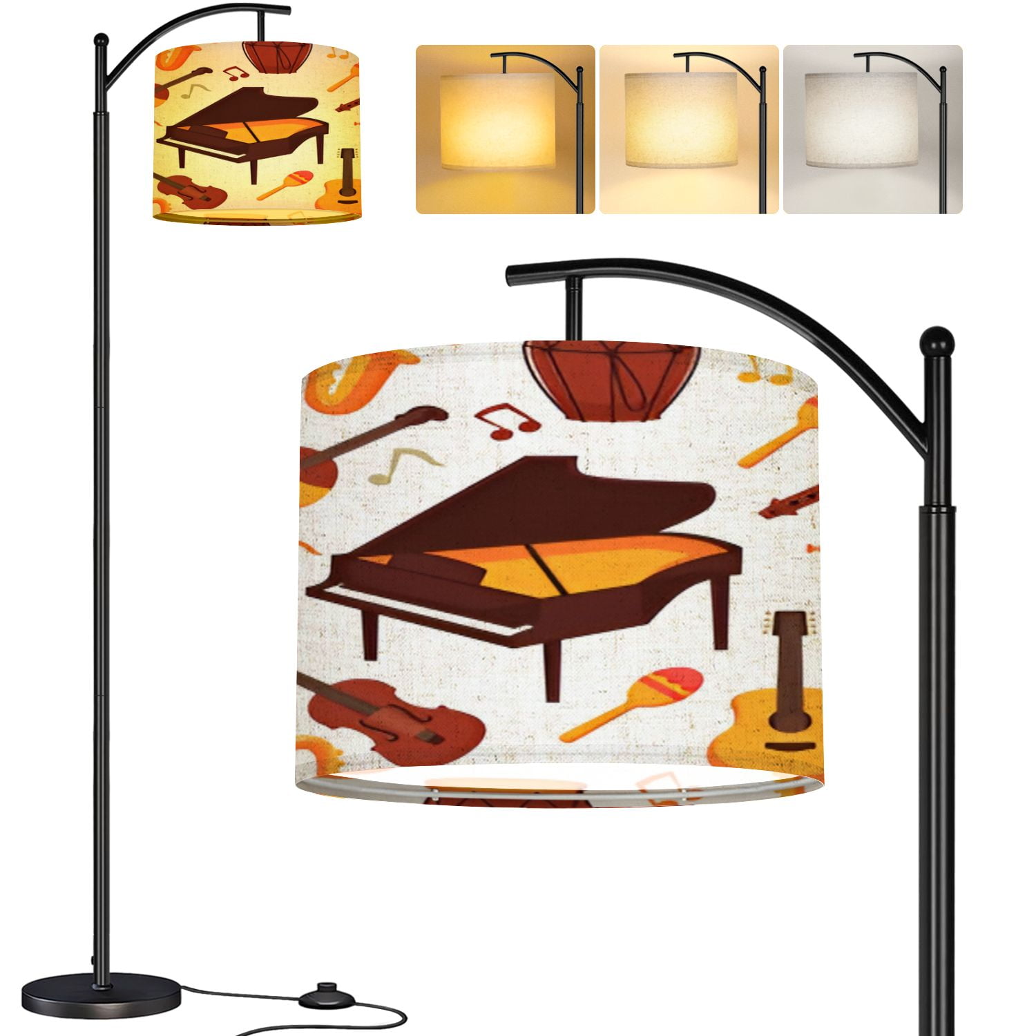 Arc Floor Lamp Musical instruments flat icons seamless set harp rock ...