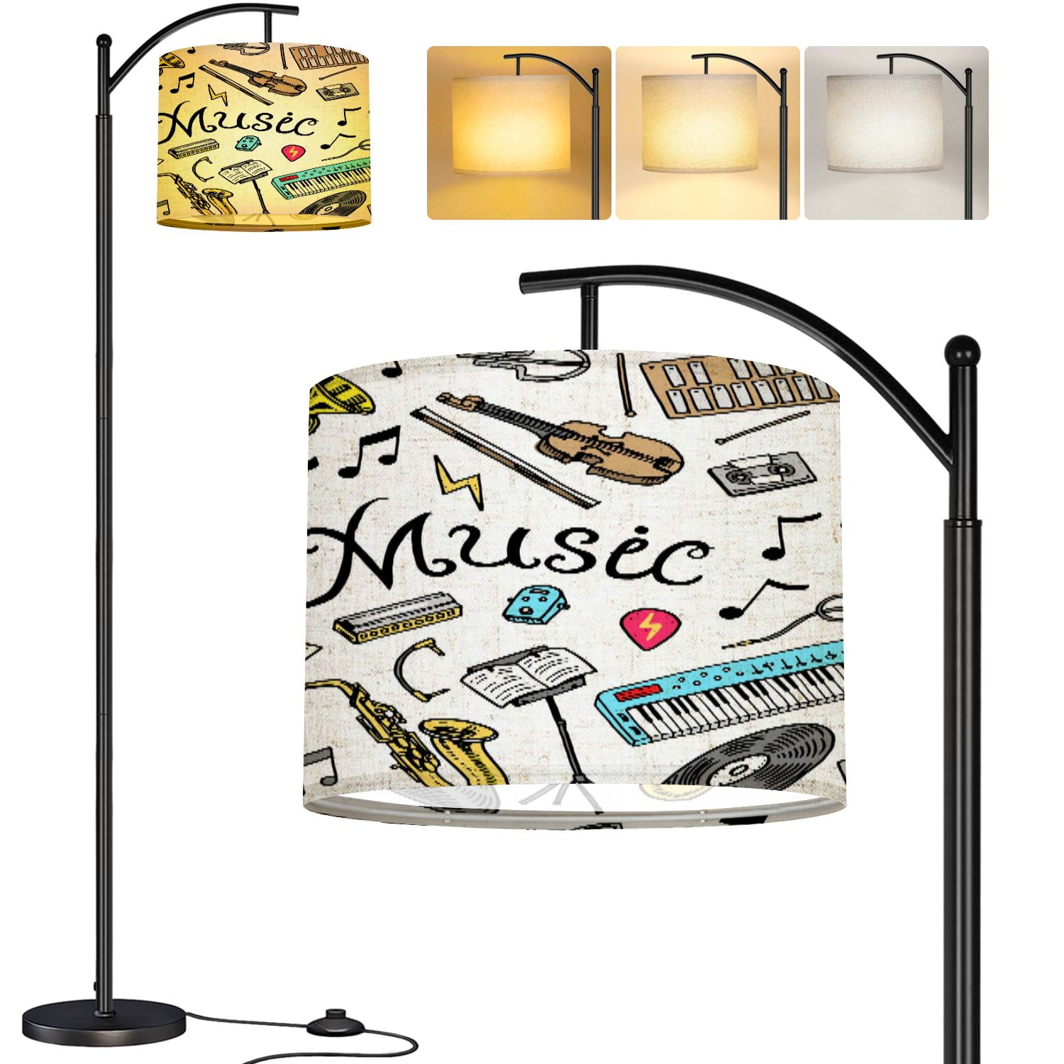Arc Floor Lamp Musical seamless pattern Musical Instruments symbols ...