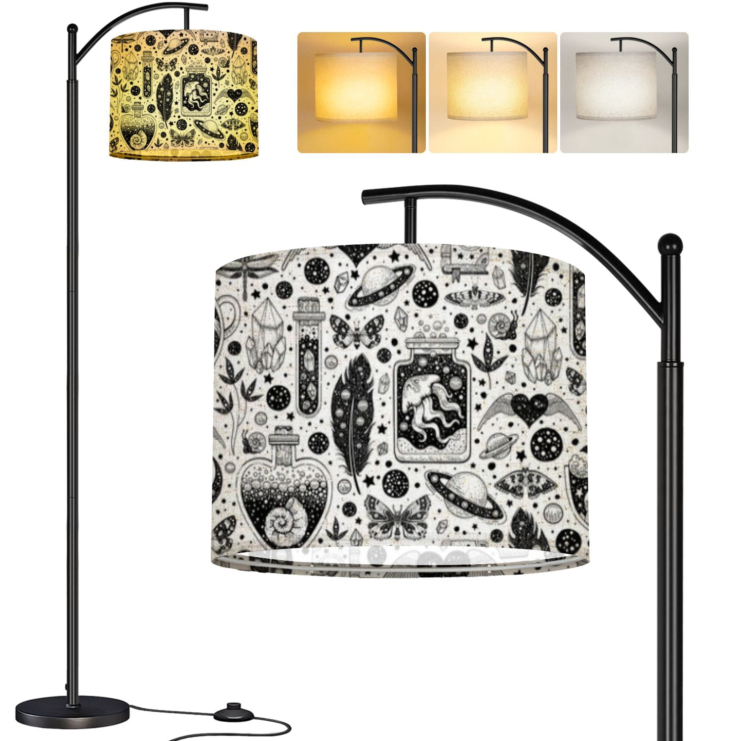 Arc Floor Lamp Mystic Magic seamless witch Moon star print Halloween ...