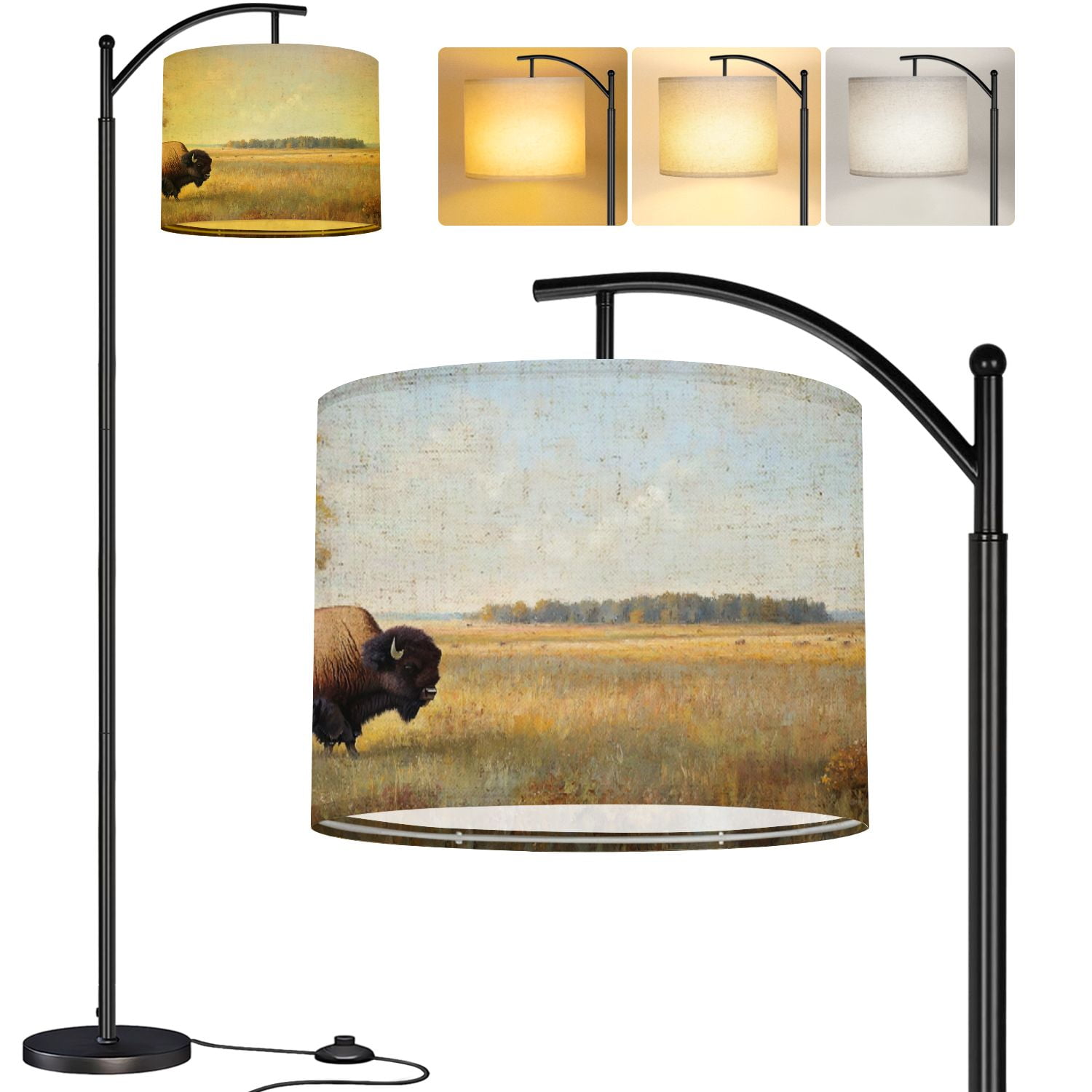 Arc Floor Lamp National Park Grasslands Bison Animals Photography ...
