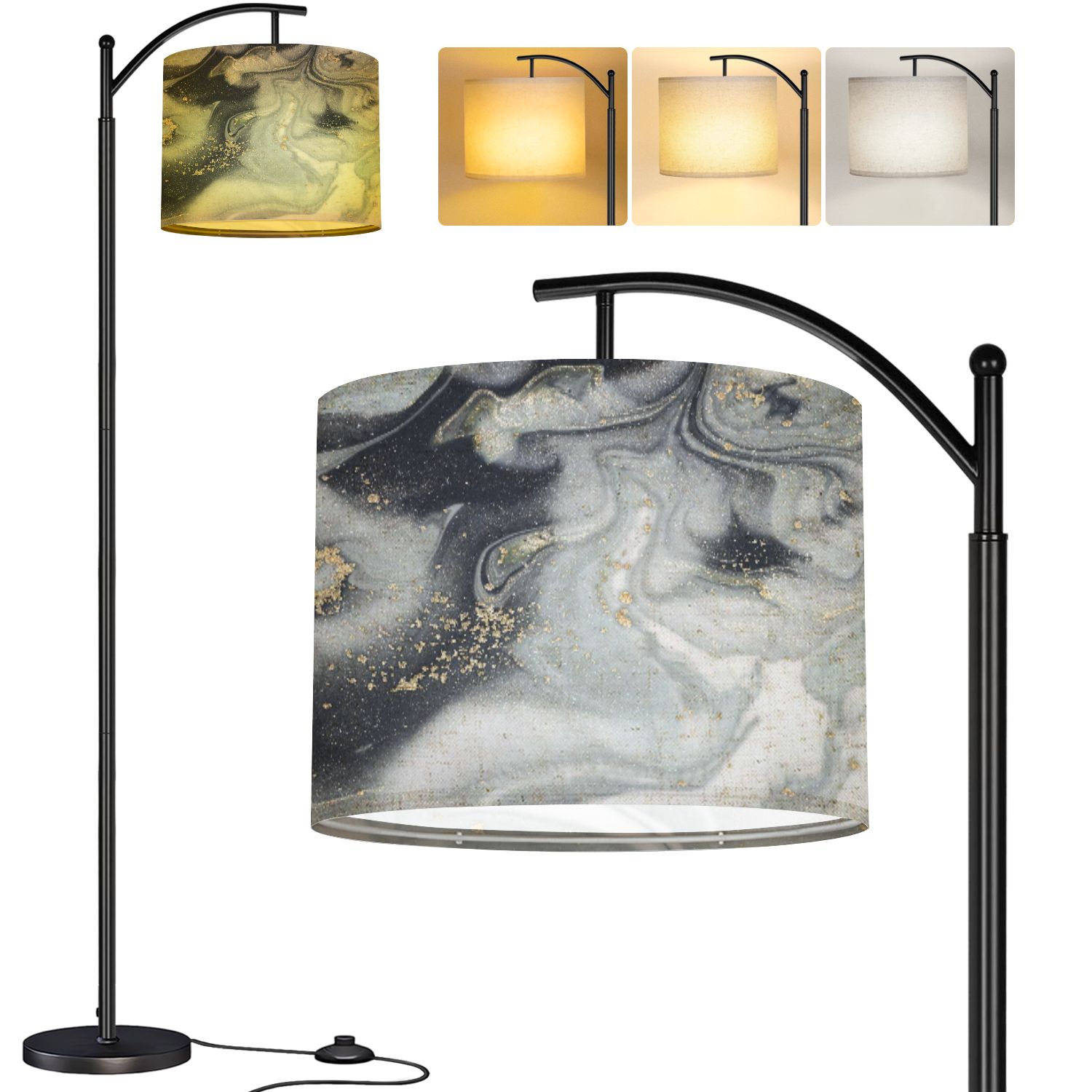 Arc Floor Lamp Natural Luxury Style incorporates swirls marble ripples ...