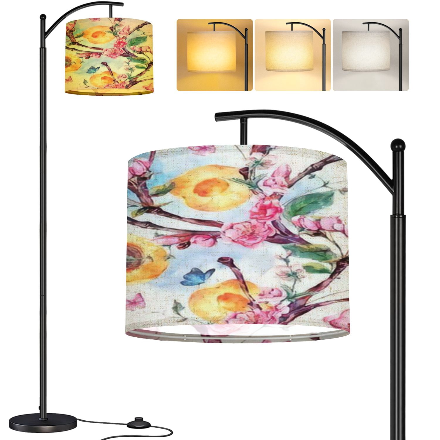Arc Floor Lamp Natural spring watercolor seamless fruits flowers tree ...