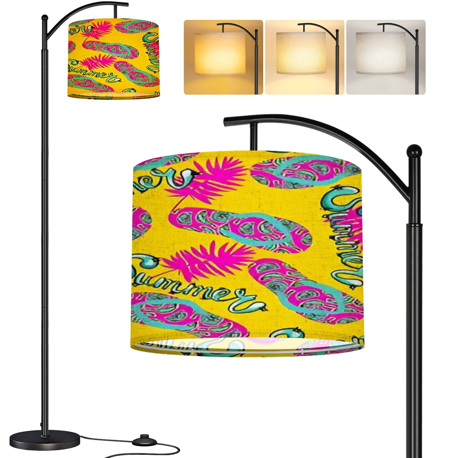 Arc Floor Lamp Nautical flip flops fruits leaves palm summer Seamless ...