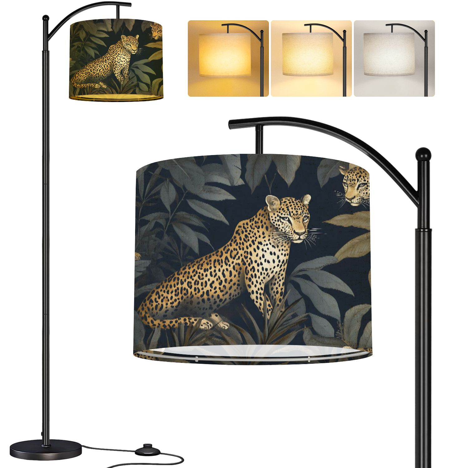 Arc Floor Lamp Navy Blue Leopard Vintage Decorative Leopards Tropical ...