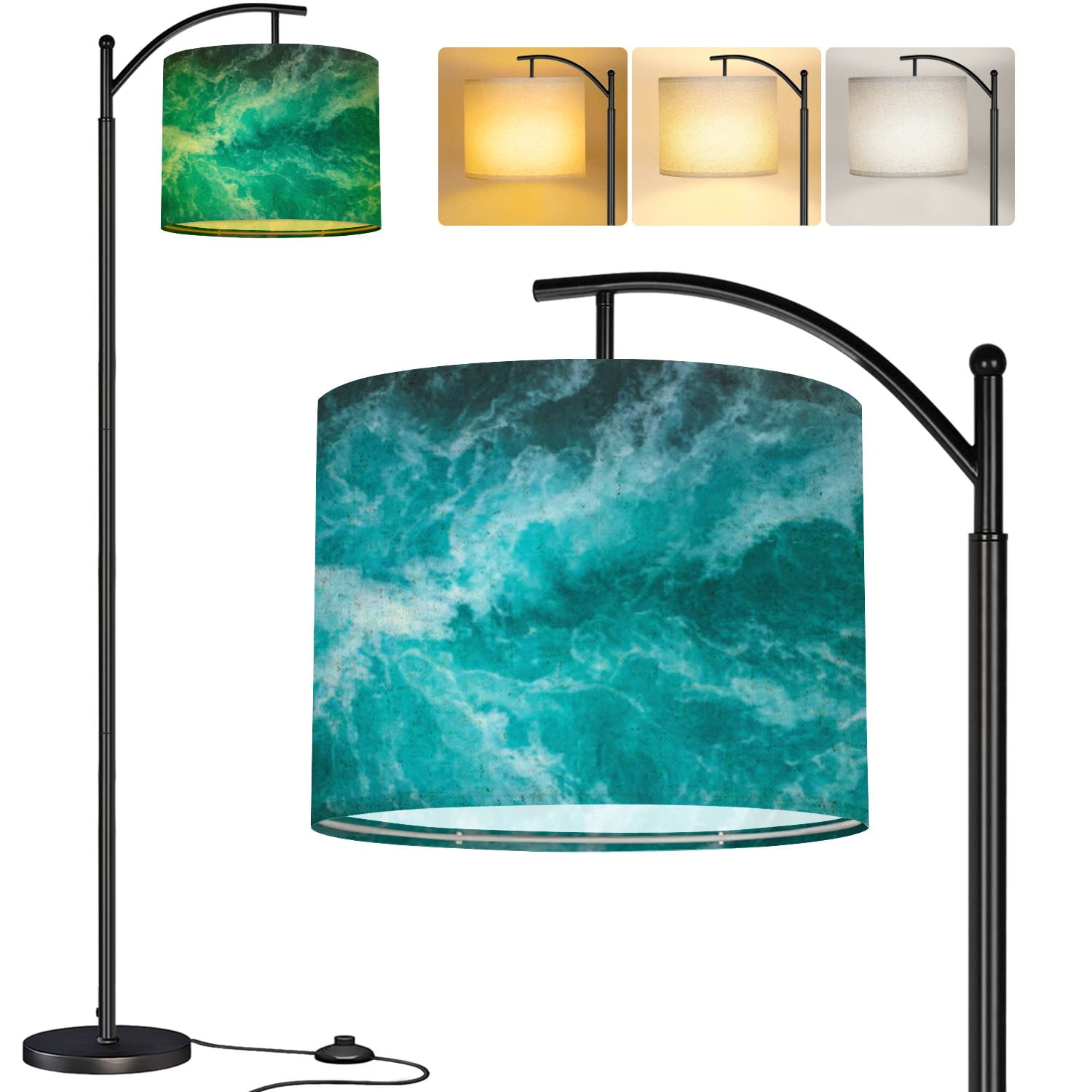 Arc Floor Lamp Ocean waves texture Tall Modern Standing Lamp LED ...