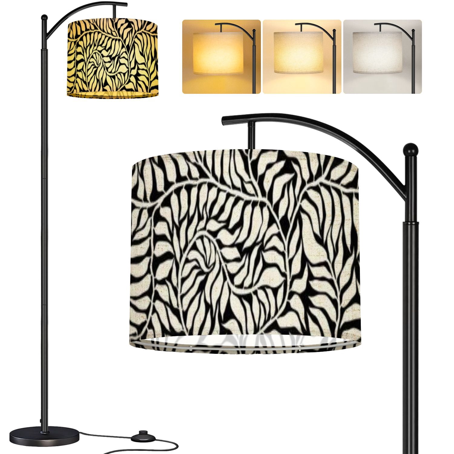 Arc Floor Lamp Organic abstract shapes floral pattern palm leaf shape ...
