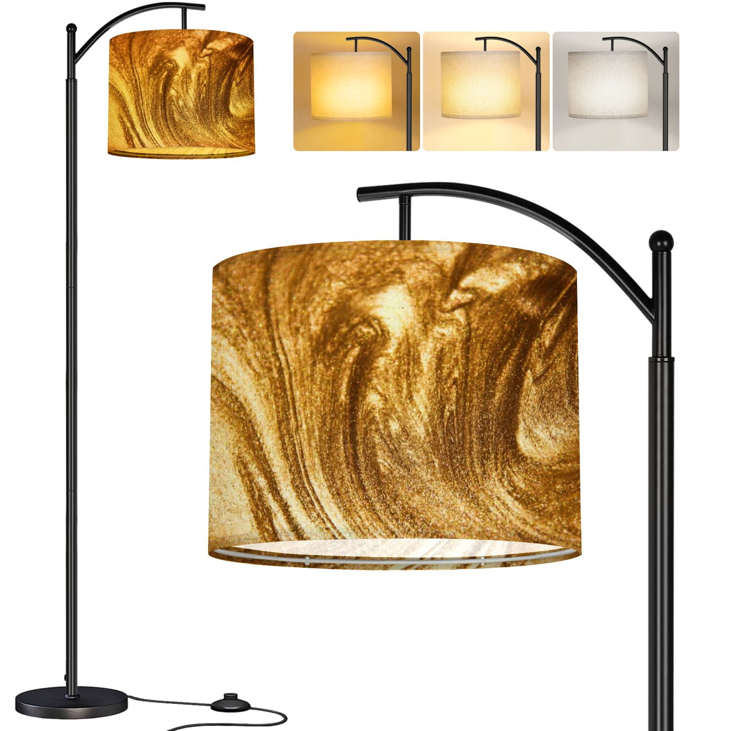 Arc Floor Lamp Painted Abstract emotional art Modern design Golden ...