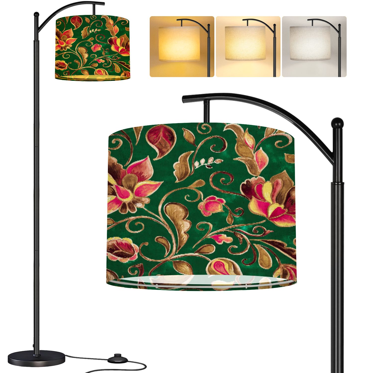 Arc Floor Lamp Paisley watercolor floral pattern tile flowers flores ...