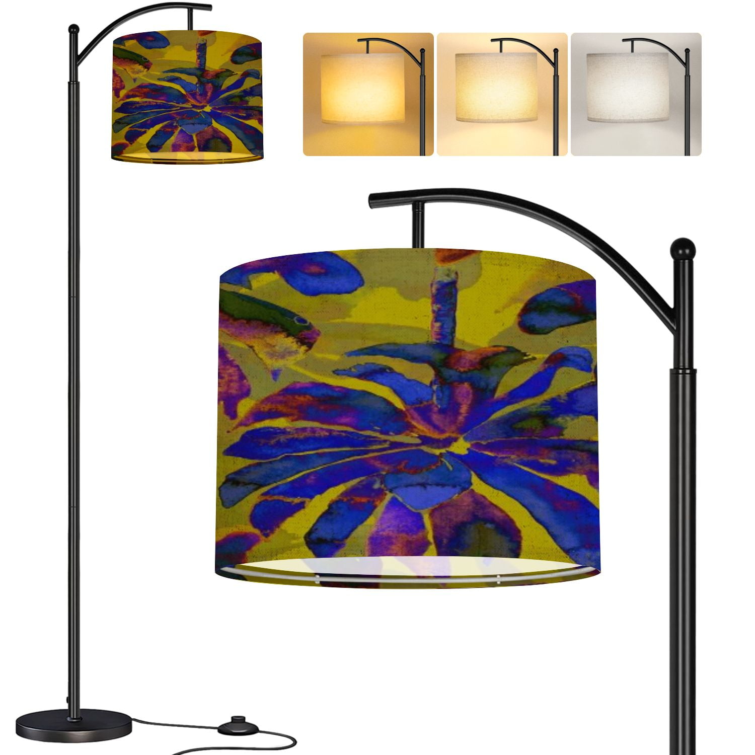 Arc Floor Lamp Palm Pattern Exotic Watercolor Seamless Pattern Hawaiian ...