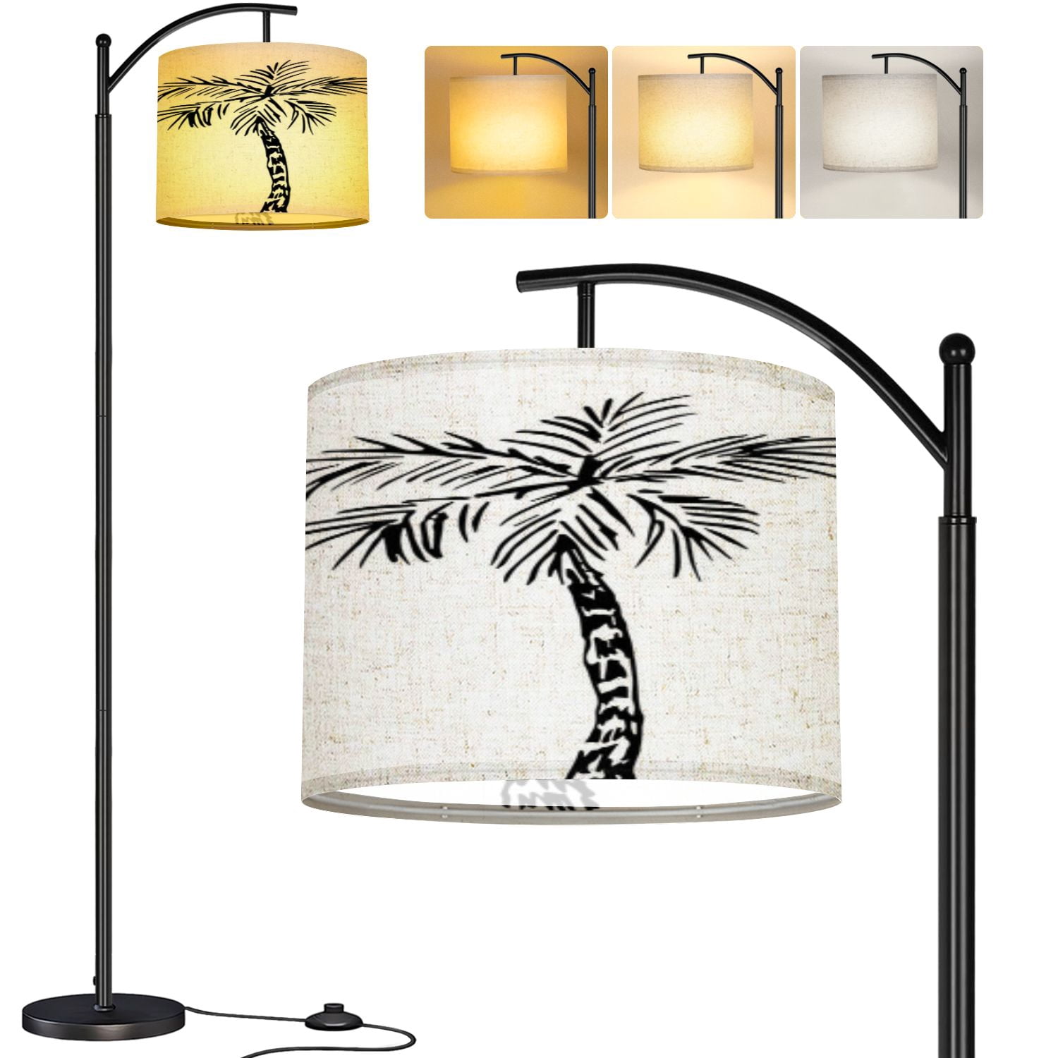 Arc Floor Lamp Palm tree tropical plant Nature vegetation Simple black ...
