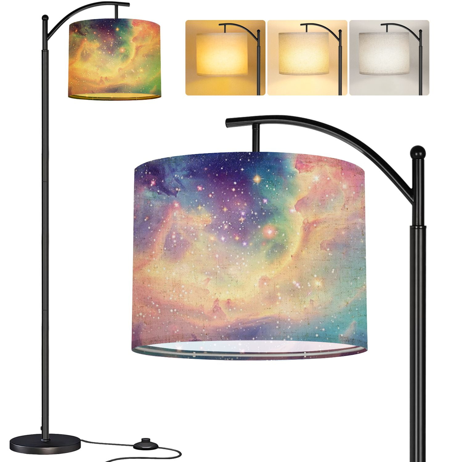 Arc Floor Lamp Pastel Colored Star Whimsical Stained Glass Print Tall ...