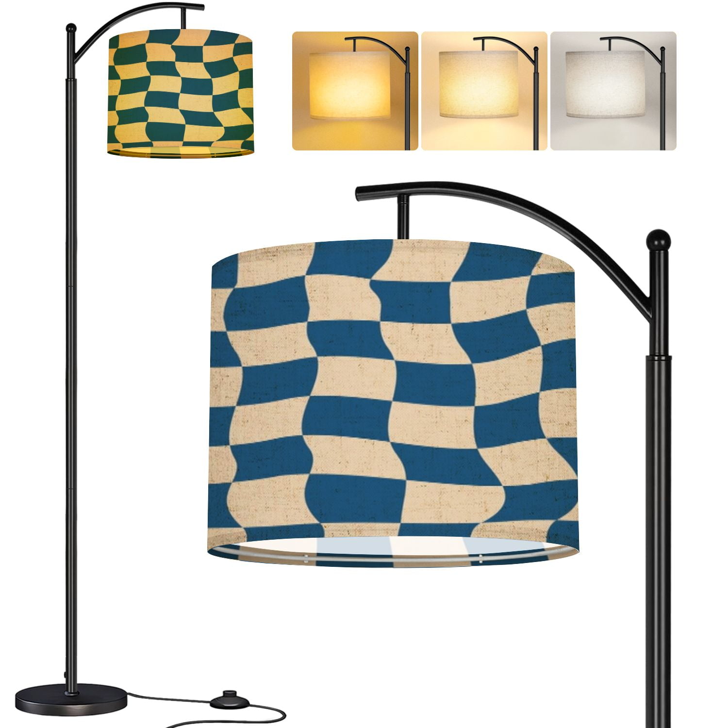 Arc Floor Lamp Pattern Psychedelic checkerboard Groovy retro checkered texture Tall Modern ...