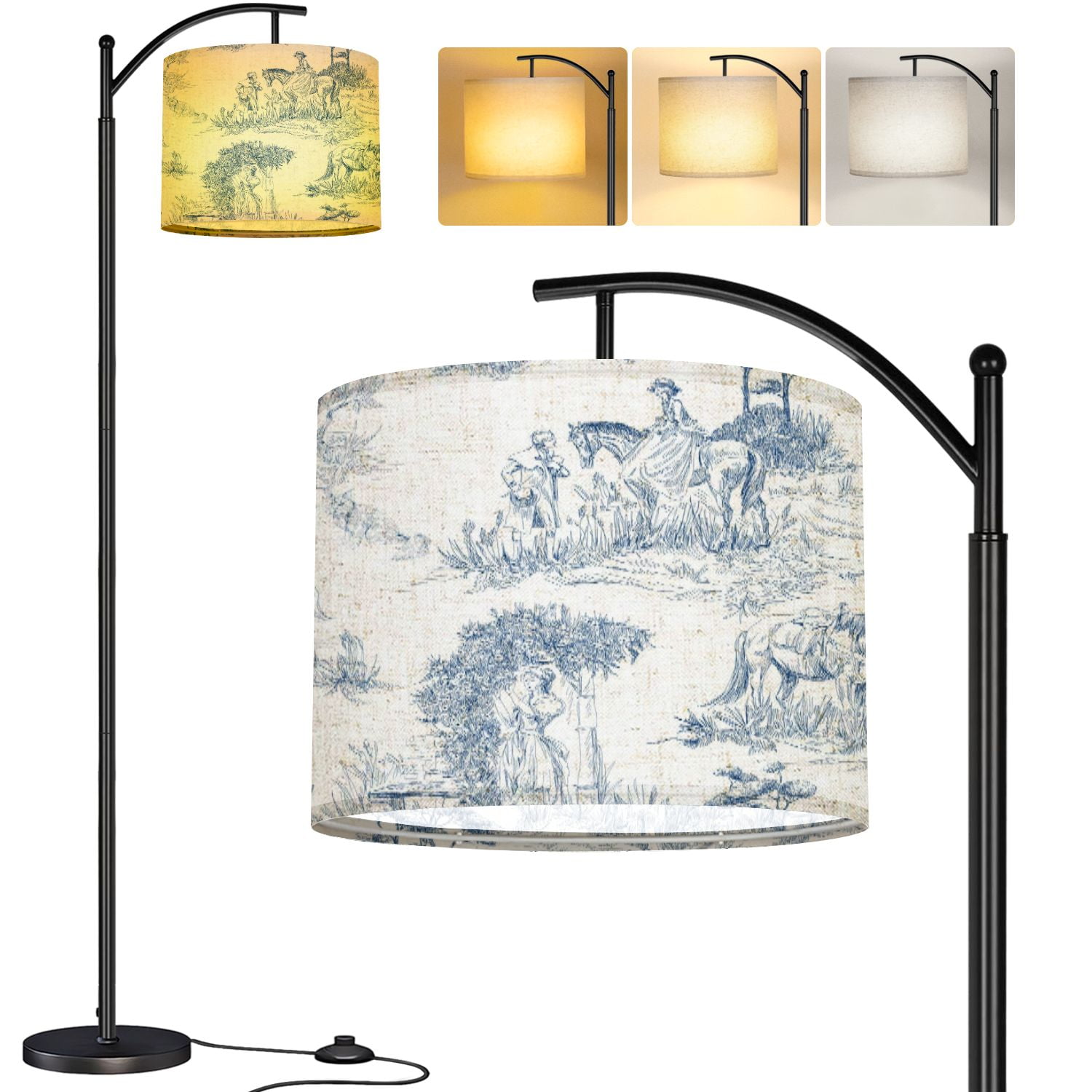 Arc Floor Lamp Pattern landscapes old countryside people horses trees ...