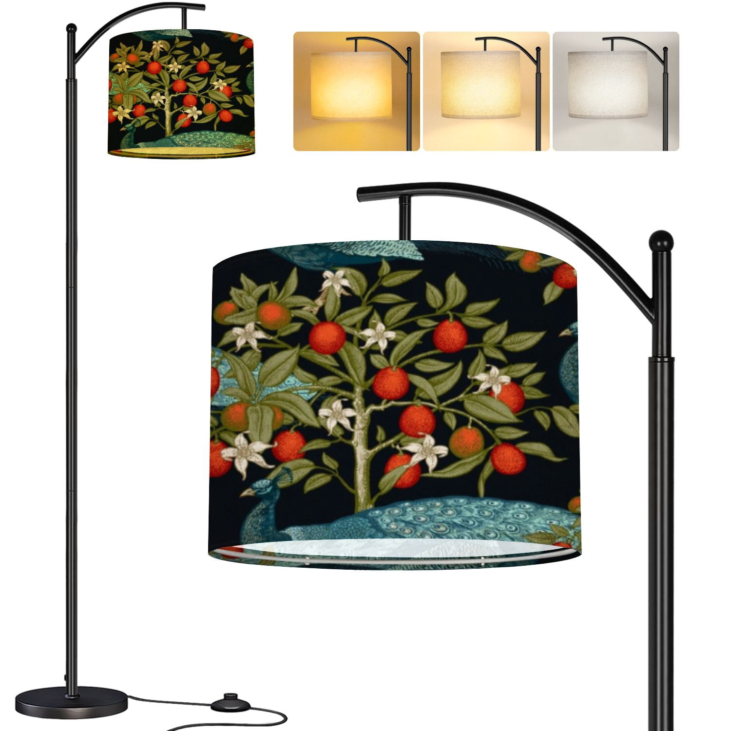 Arc Floor Lamp Peacocks trees flowers kumquat fruits Seamless Luxury ...
