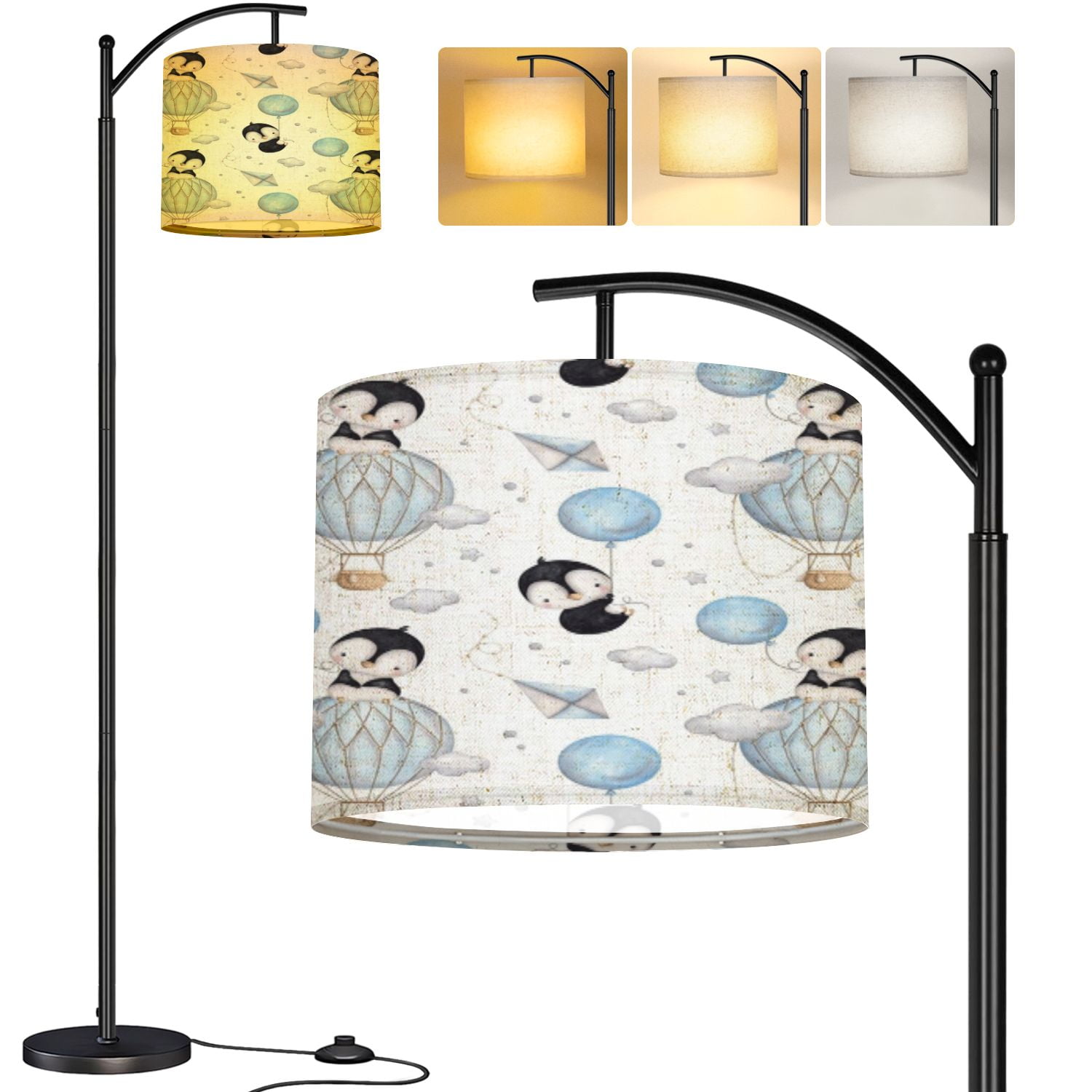 Arc Floor Lamp Penguins Watercolor hand drawn seamless pattern cute ...