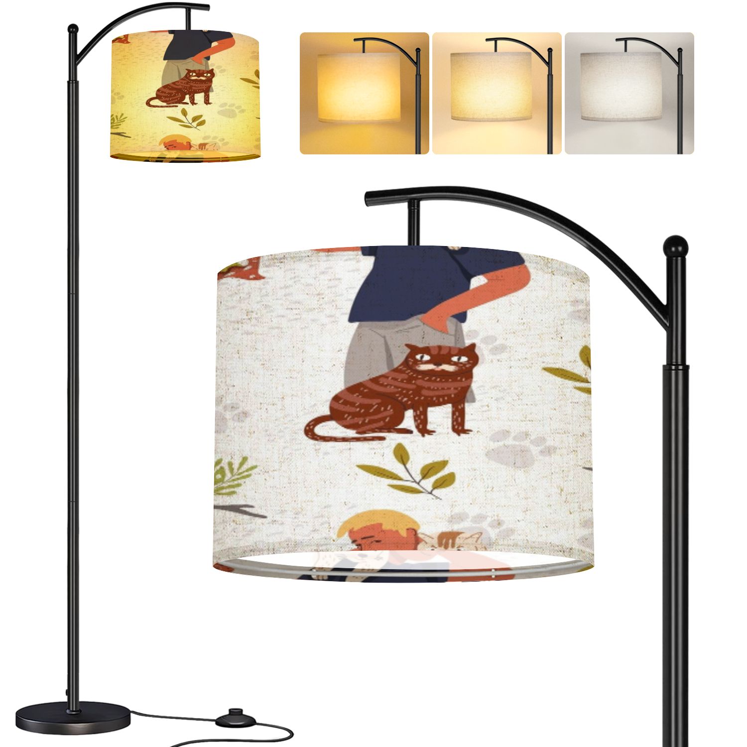 Arc Floor Lamp Pets seamless hand drawn Tall Modern Standing Lamp LED ...