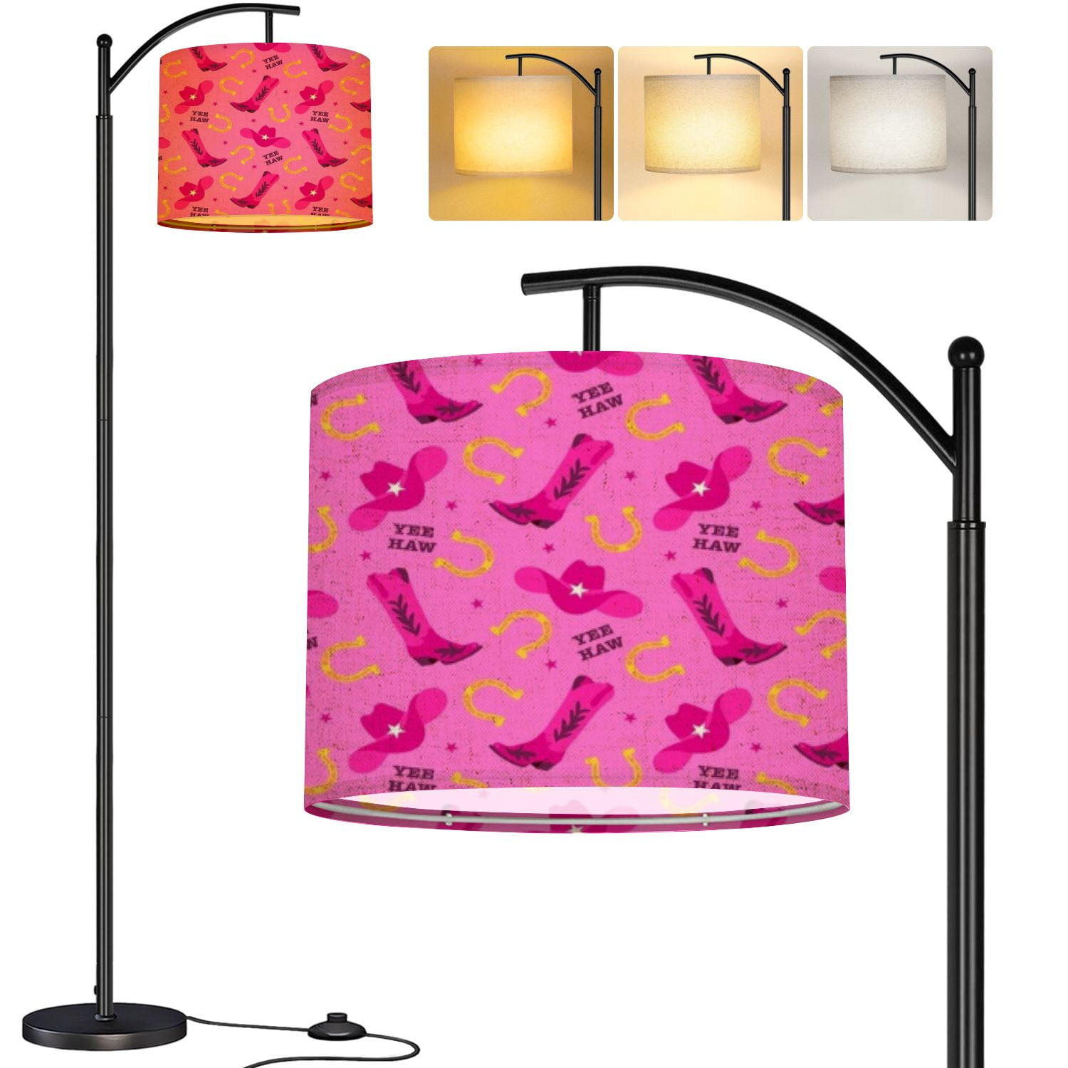 Arc Floor Lamp Pink Cowgirl seamless pattern design cowboy boots hat ...