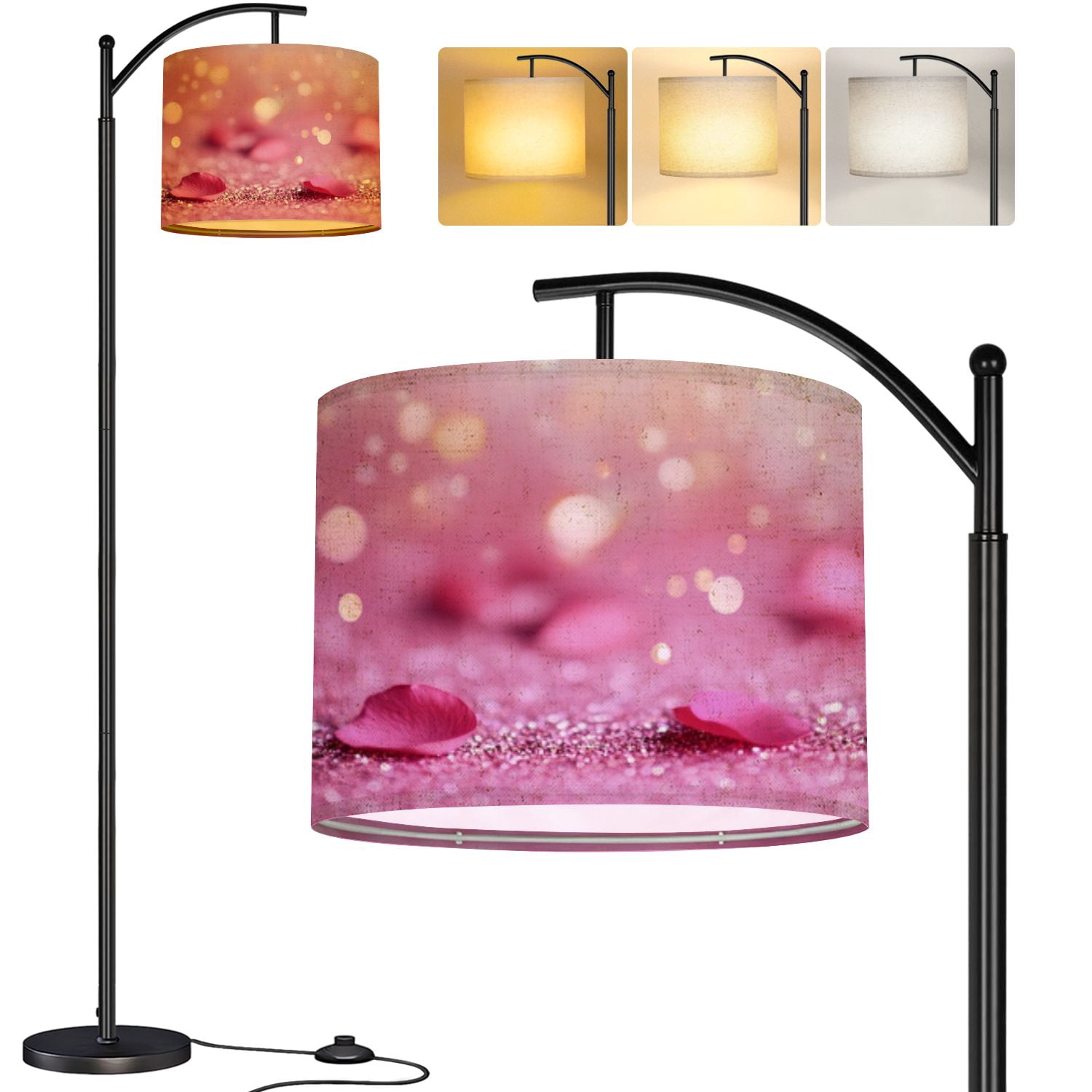 Arc Floor Lamp Pink Glitter Sparkle Rose Petals Particles Hue Light ...