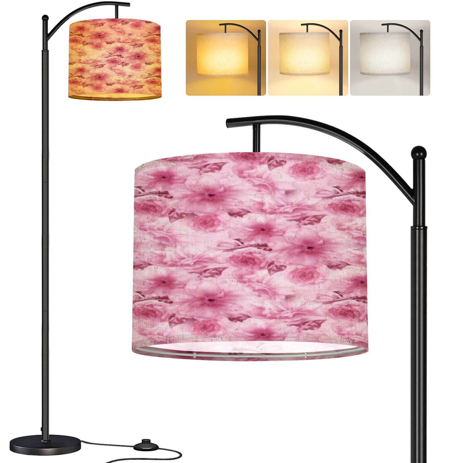 Arc Floor Lamp Pink cherry flower floral art seamless pattern texture ...